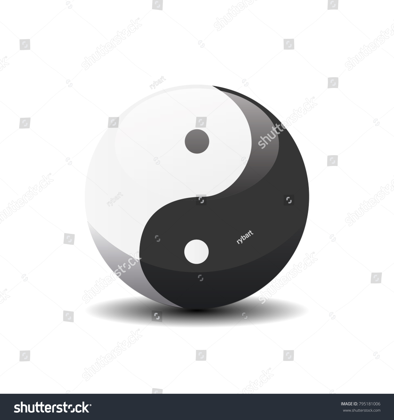 Yin Yang Circle Black Button Symbol Stock Vector (Royalty Free ...