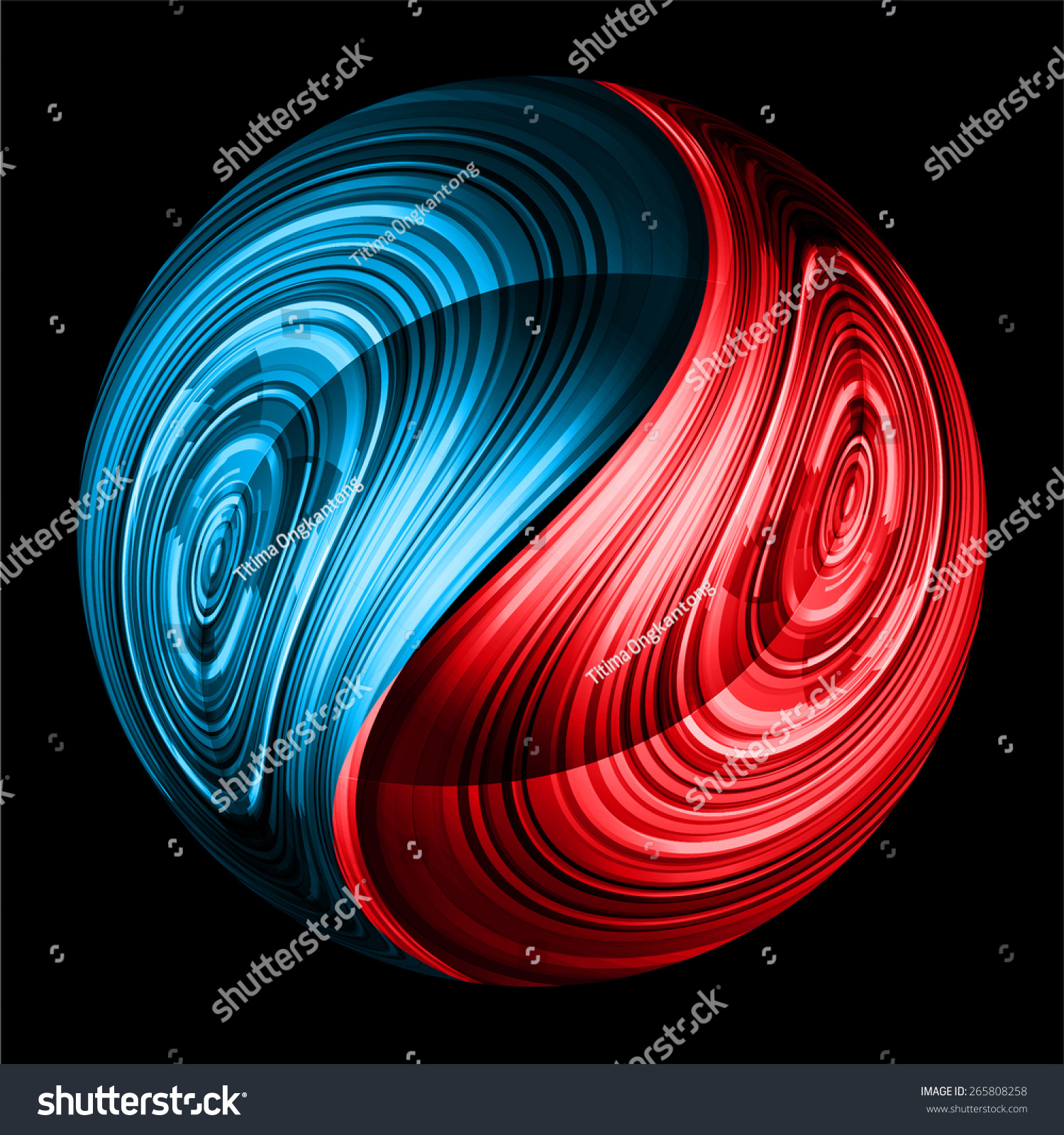Yin Yang Symbol Blue Red Color เวกเตอร์สต็อก ปลอดค่าลิขสิทธิ์ 265808258