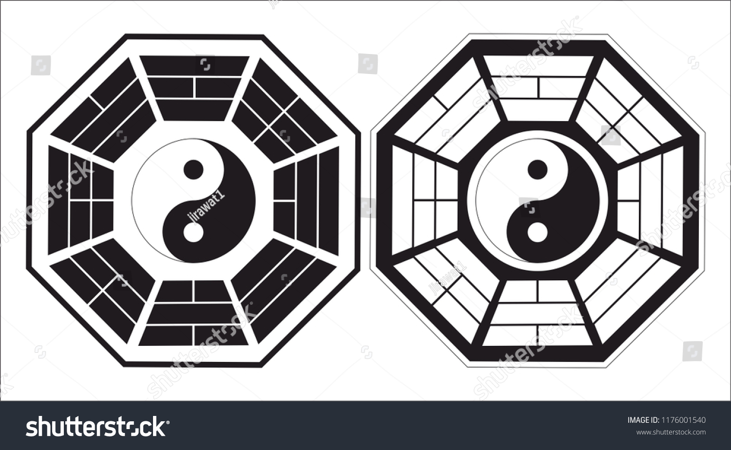 Yin Yang Symbol Octagon Frame Vector: vector de stock (libre de ...