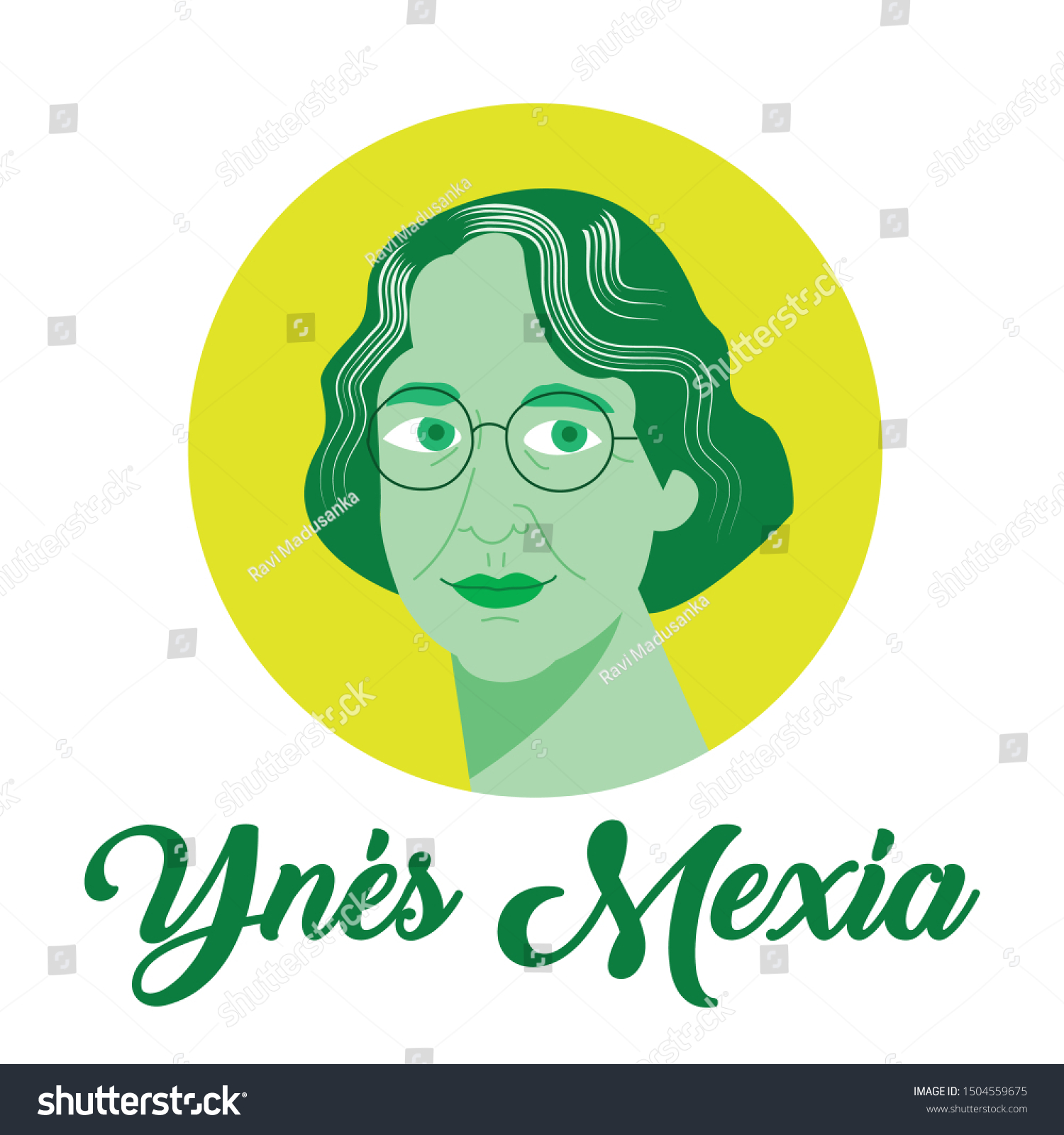 Ynes Mexia Vector Drawing Image Stock Vector (Royalty Free) 1504559675