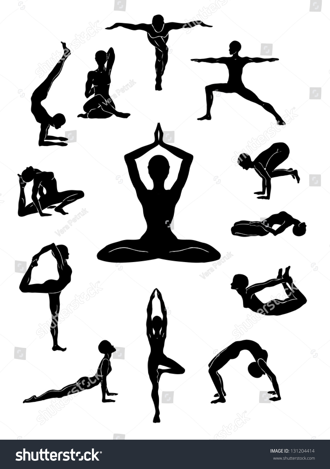 Yoga Figures Isolated Stock Vector Illustration 131204414 : Shutterstock