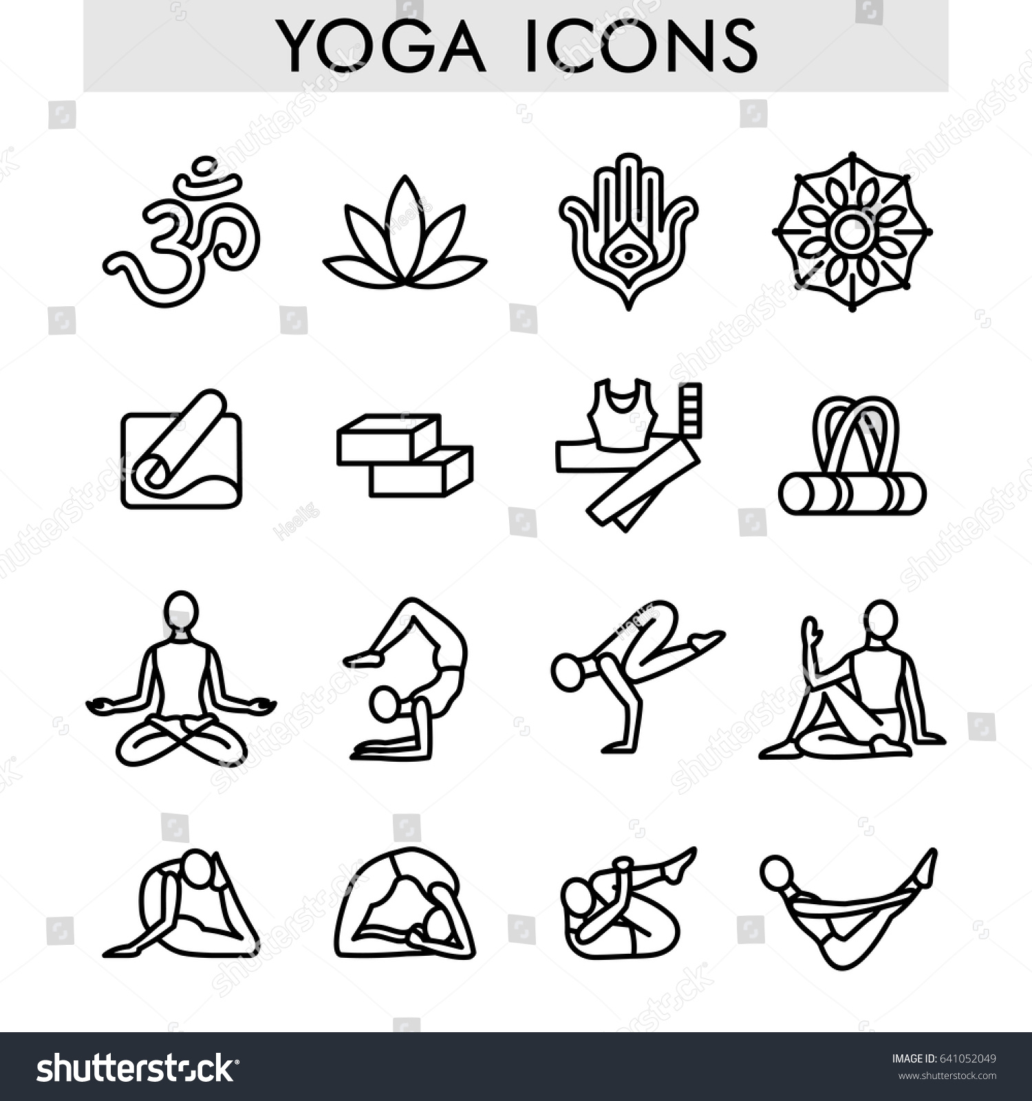 Yoga Icons Stock Vector (Royalty Free) 641052049
