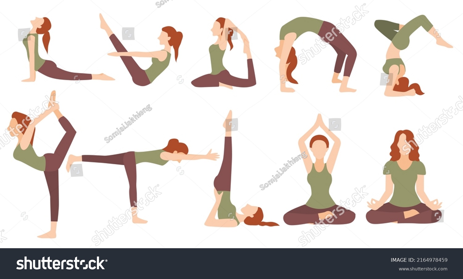 Yoga Poses Illustrations Vector Illustration Stock Vector (Royalty Free ...