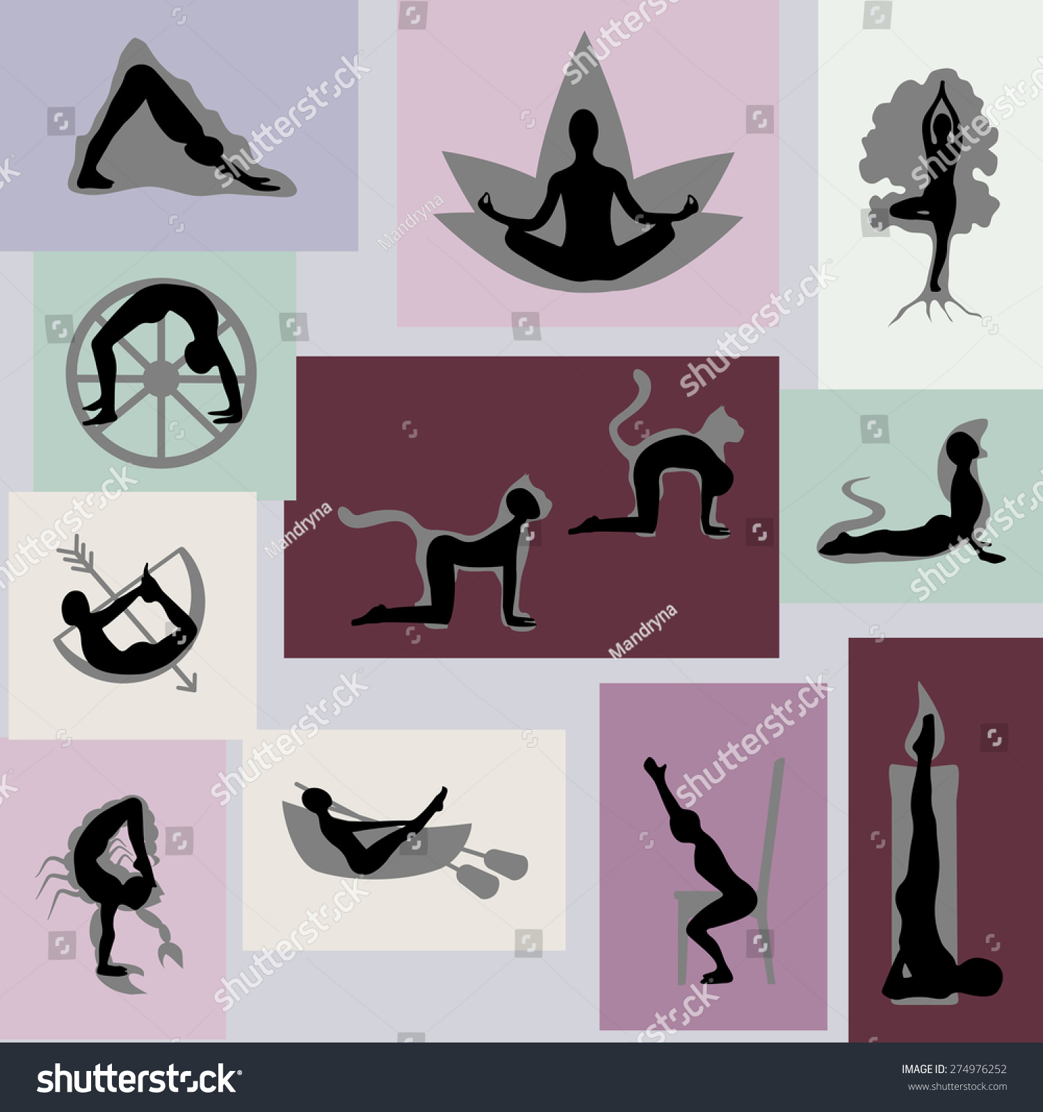 Yoga Poses Set Visualization Vector Illustration 库存矢量图（免版税）274976252 | Shutterstock