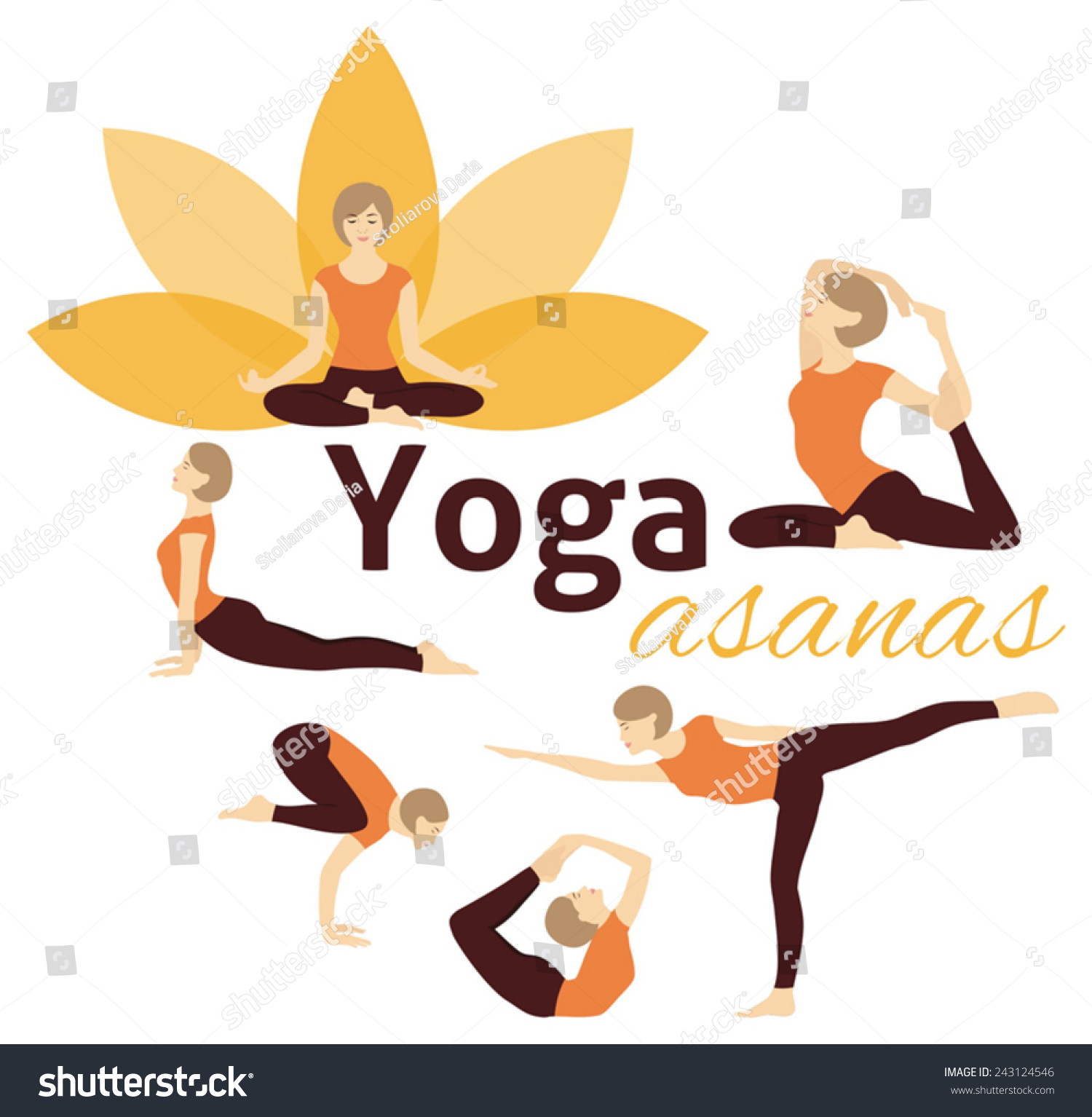 Yoga Poses Vector Illustration Stock Vector (Royalty Free) 243124546 ...
