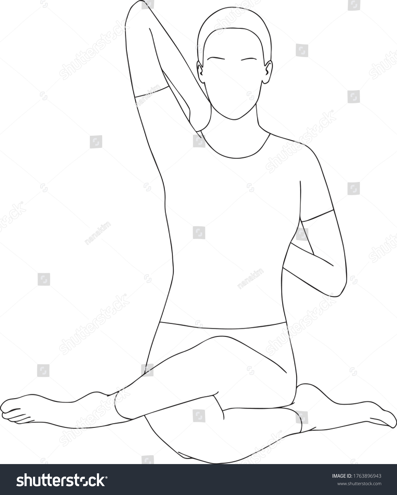 Yoga Posture Digital Monoline Drawing Stock Vector (Royalty Free ...