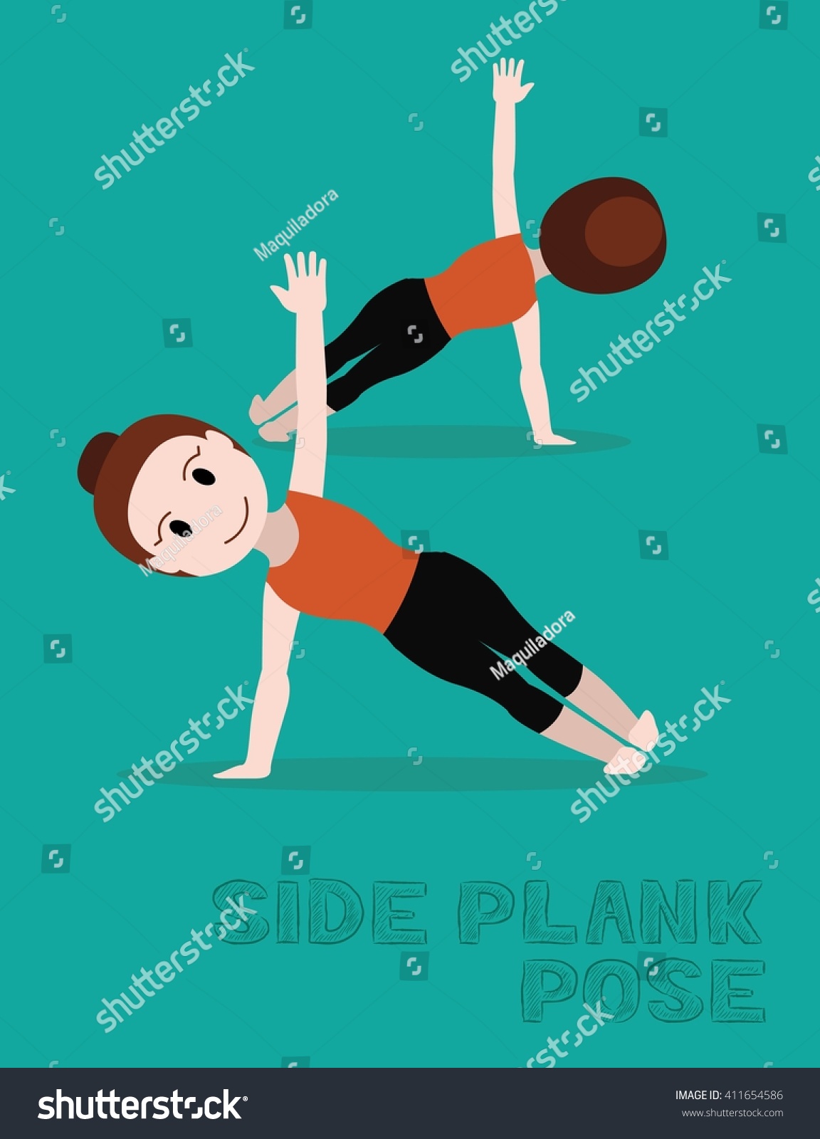 Yoga Side Plank Pose Cartoon Vector Stock Vector (Royalty Free) 411654586