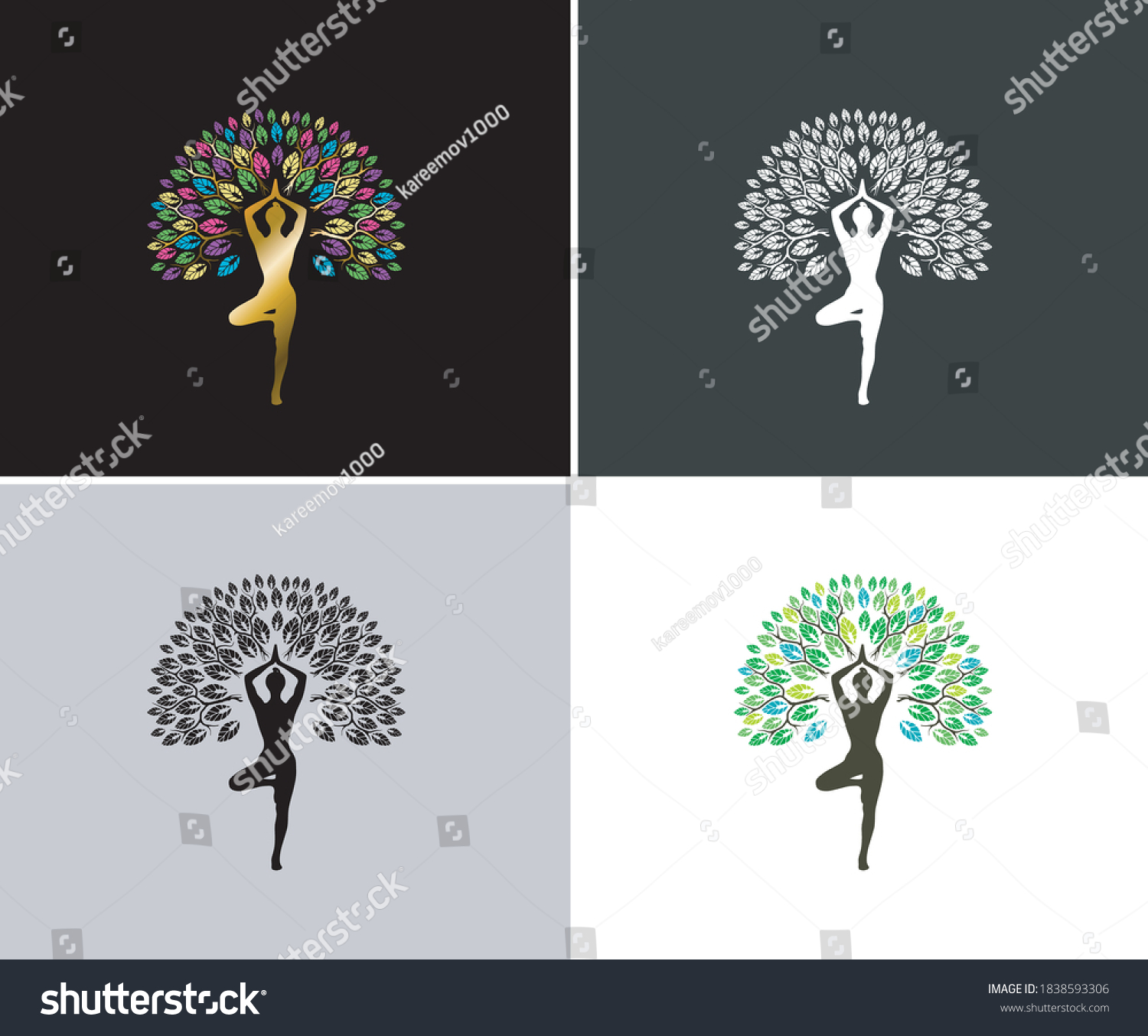 Yoga Tree Logo Design Template Vector Stock Vector (Royalty Free ...