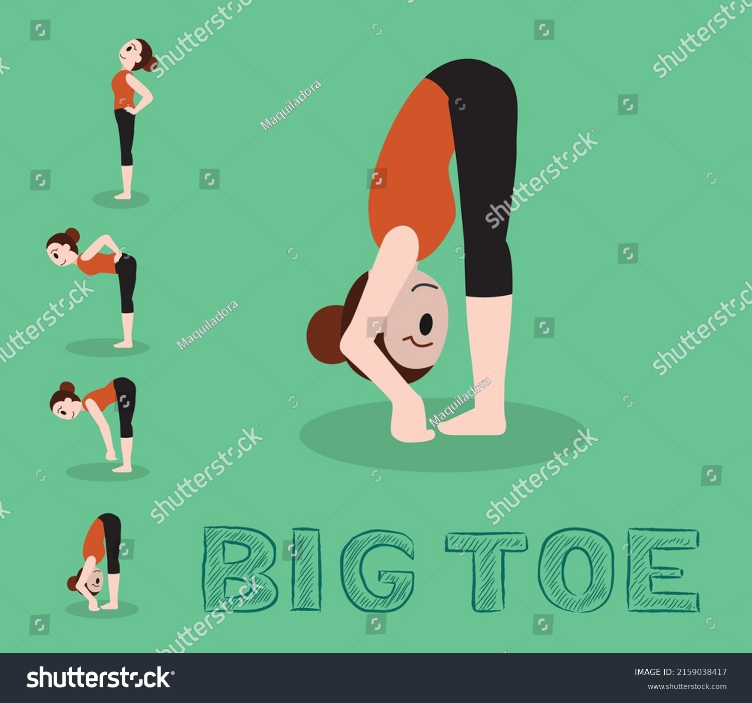 Yoga Tutorial Big Toe Pose Cute Stock Vector (Royalty Free) 2159038417 ...