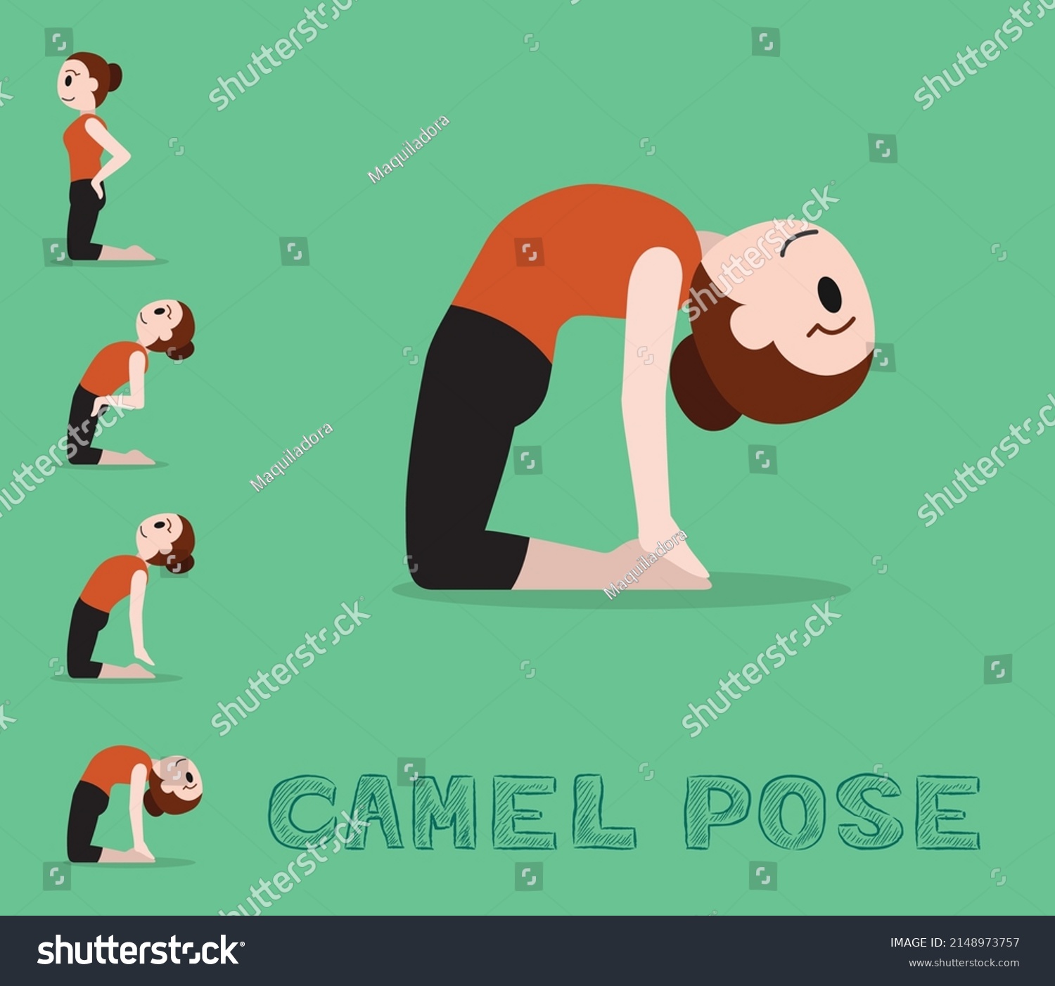 Yoga Tutorial Camel Pose Cute Cartoon Stock Vector (Royalty Free ...