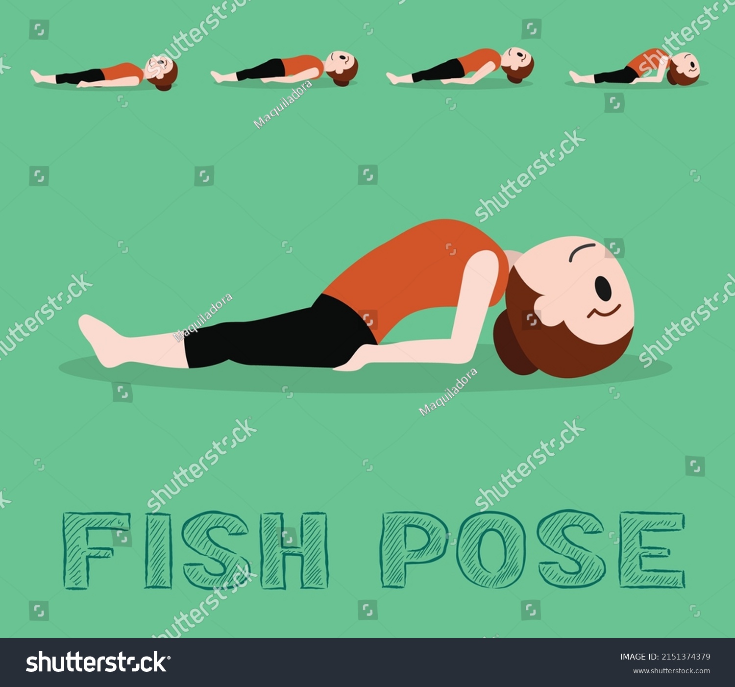 Yoga Tutorial Fish Pose Cute Cartoon Stock Vector (Royalty Free ...