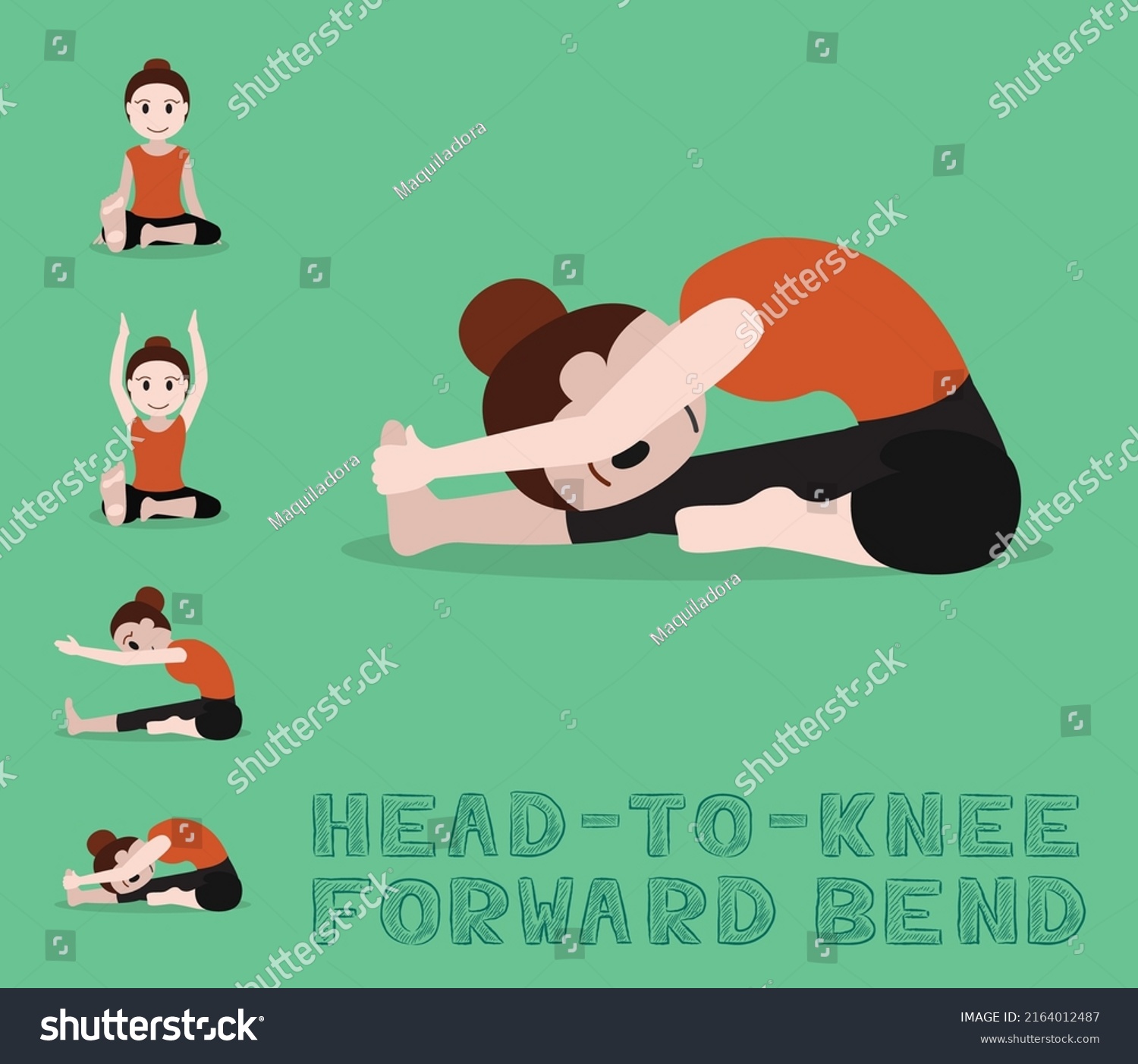 Yoga Tutorial Headtoknee Forward Bend Cartoon Stock Vector (Royalty ...