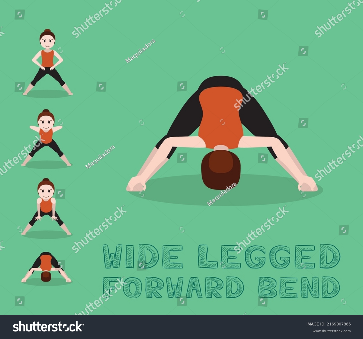 Yoga Tutorial Wide Legged Forward Bend Stock Vector (Royalty Free ...