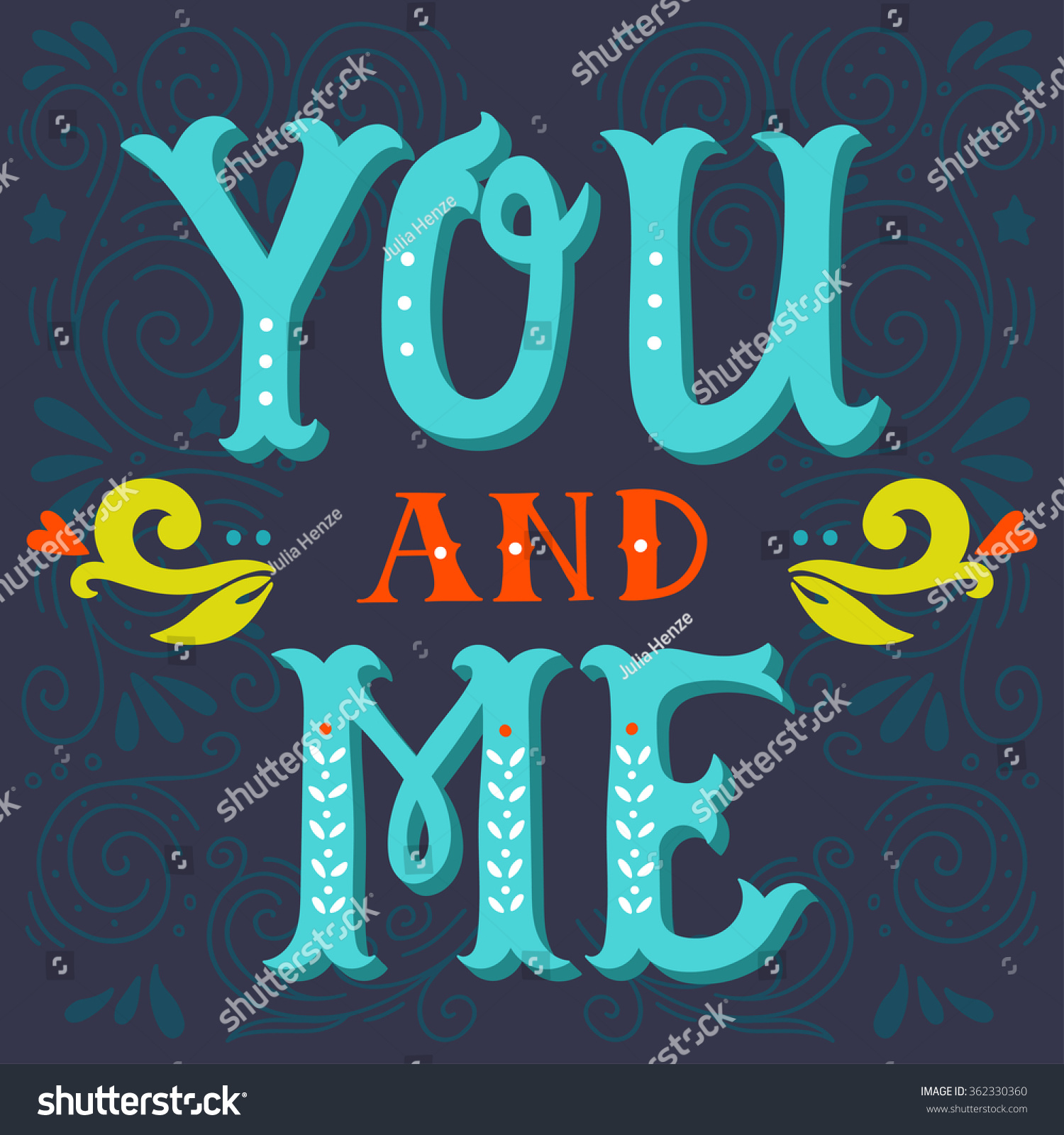 You Me Hand Lettering Decoration Elements Stock Vector Royalty Free