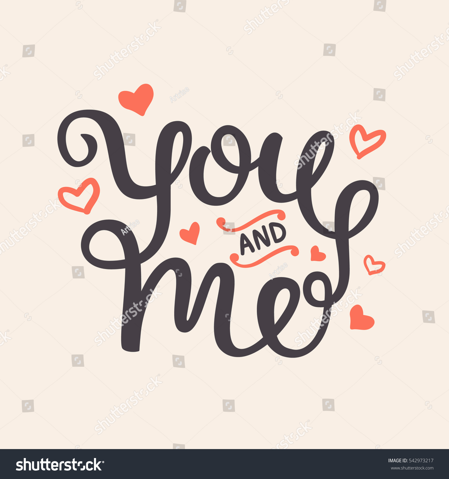You Me Romantic Hand Written Lettering Stock Vector Royalty Free