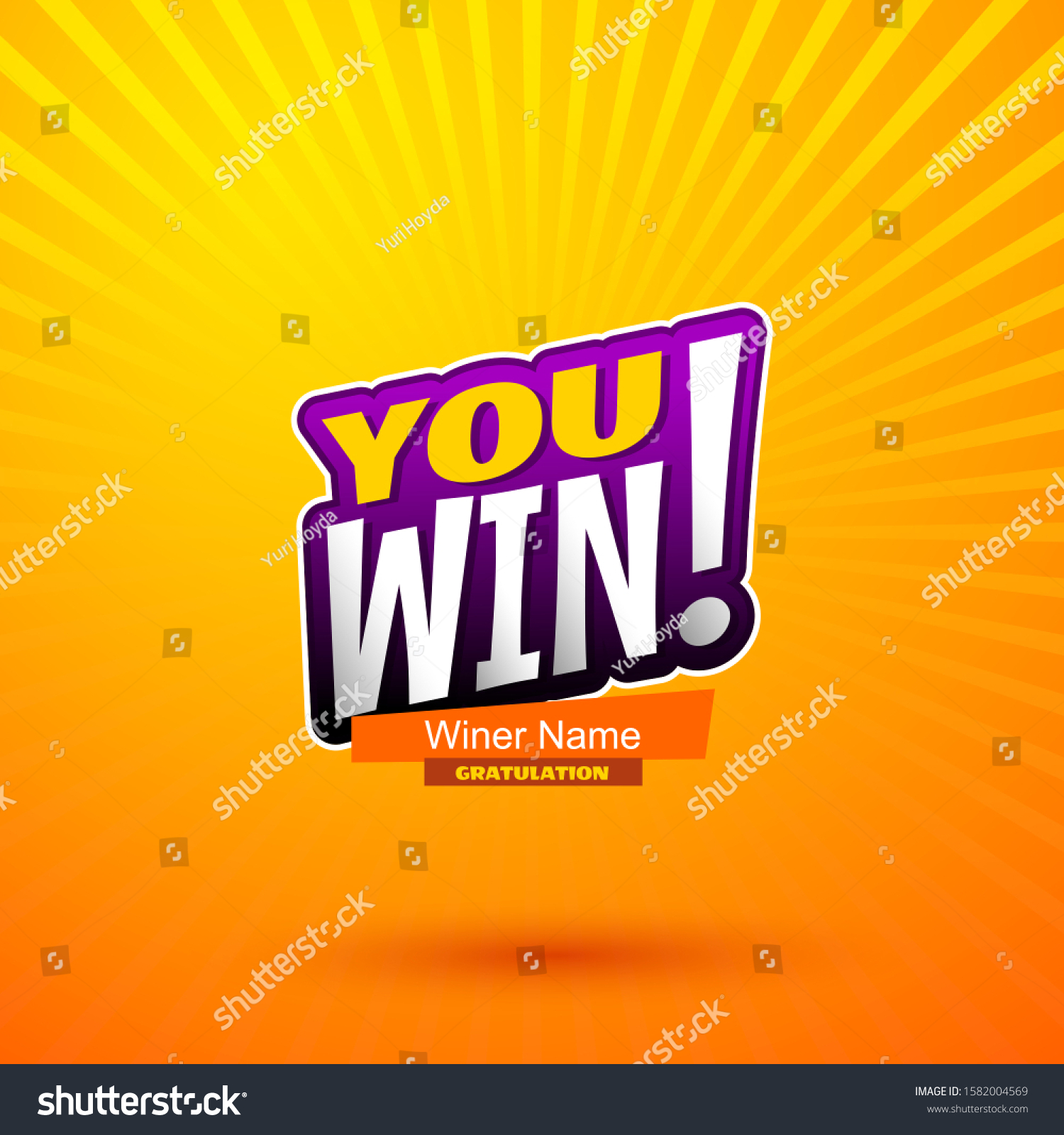 You Win Lettering Vector Text Banner Stock Vector (Royalty Free) 1582004569