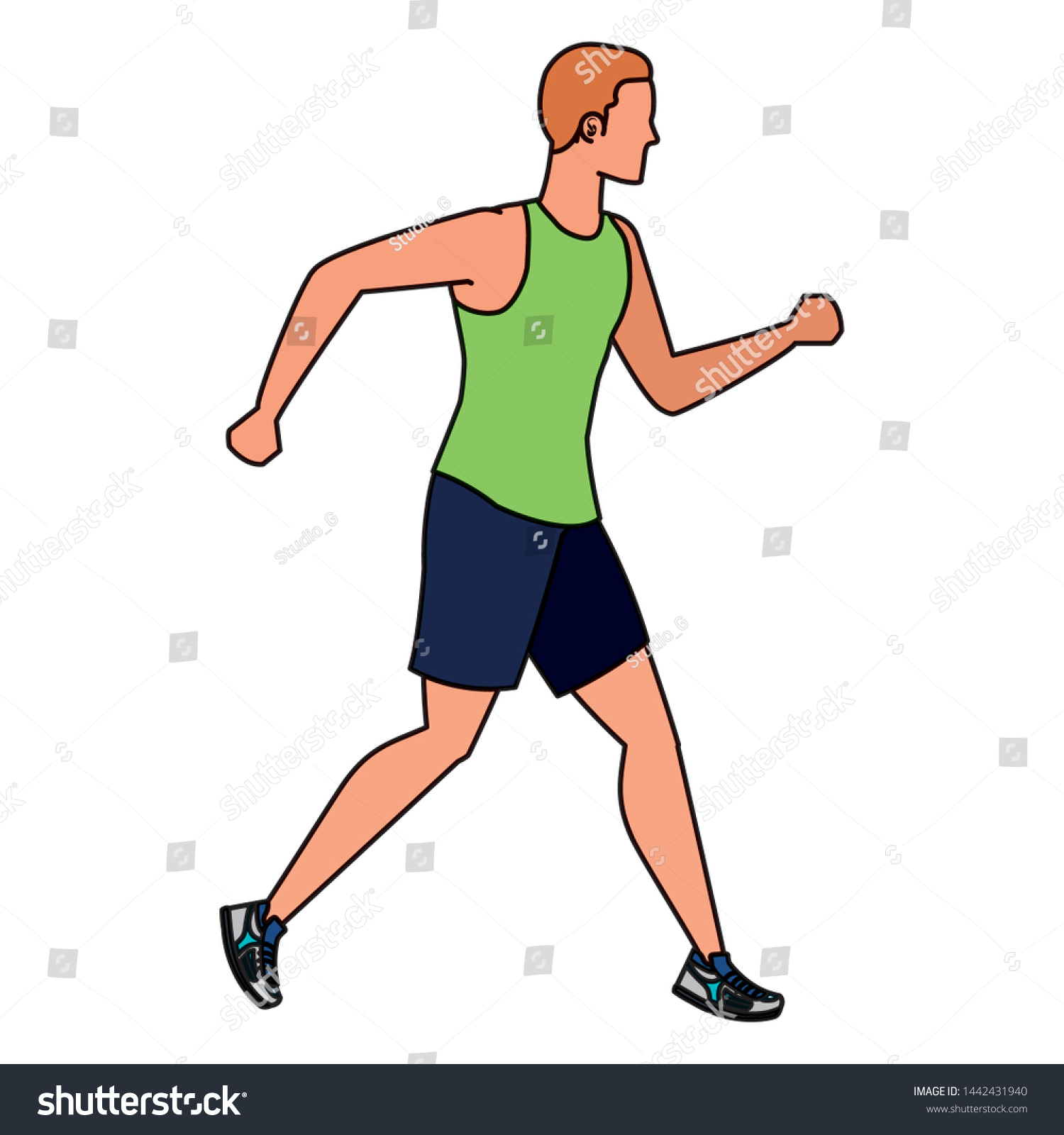 Young Athletic Man Running Character Stock Vector (Royalty Free ...