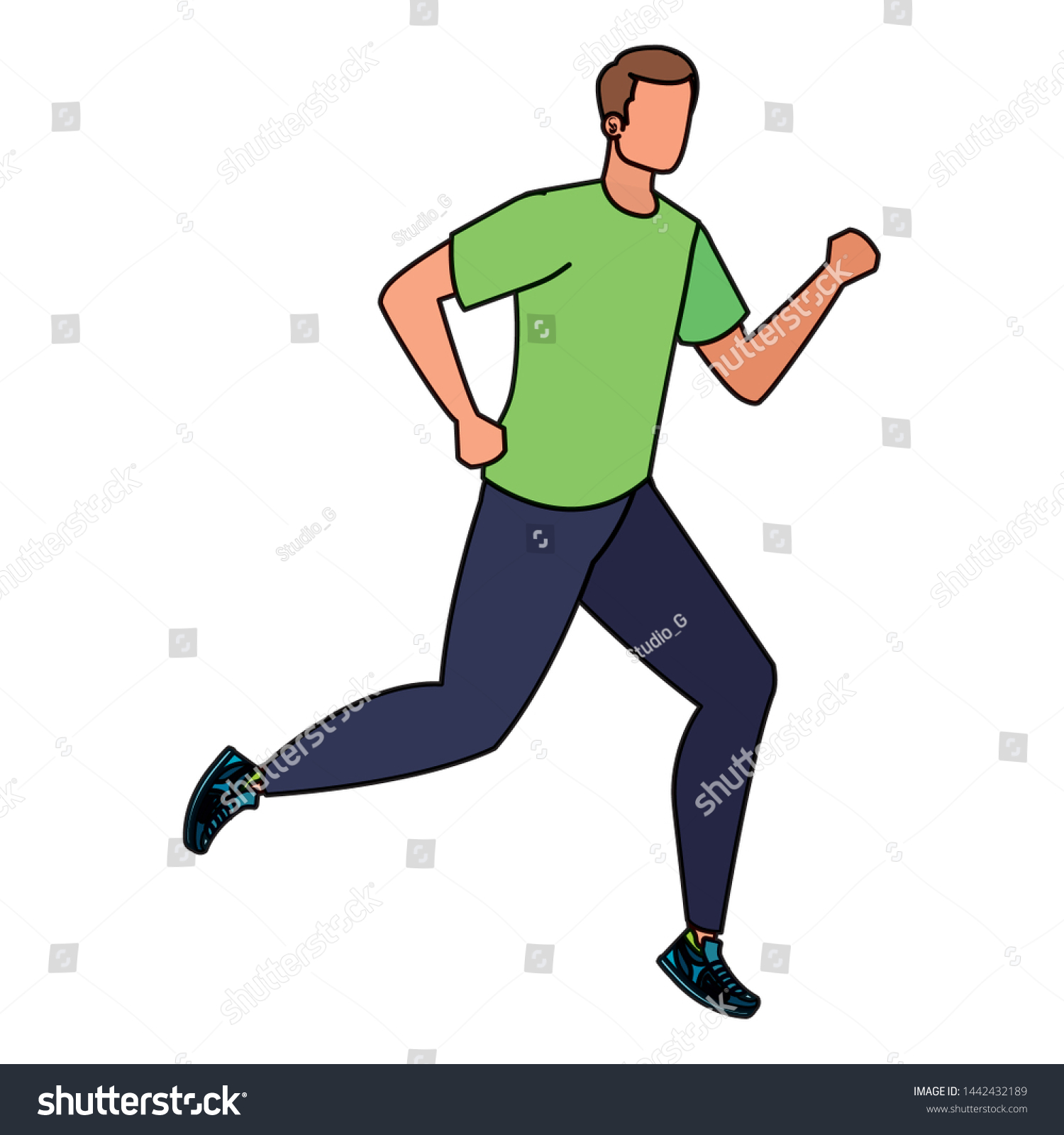 Young Athletic Man Running Character Stock Vector (Royalty Free ...