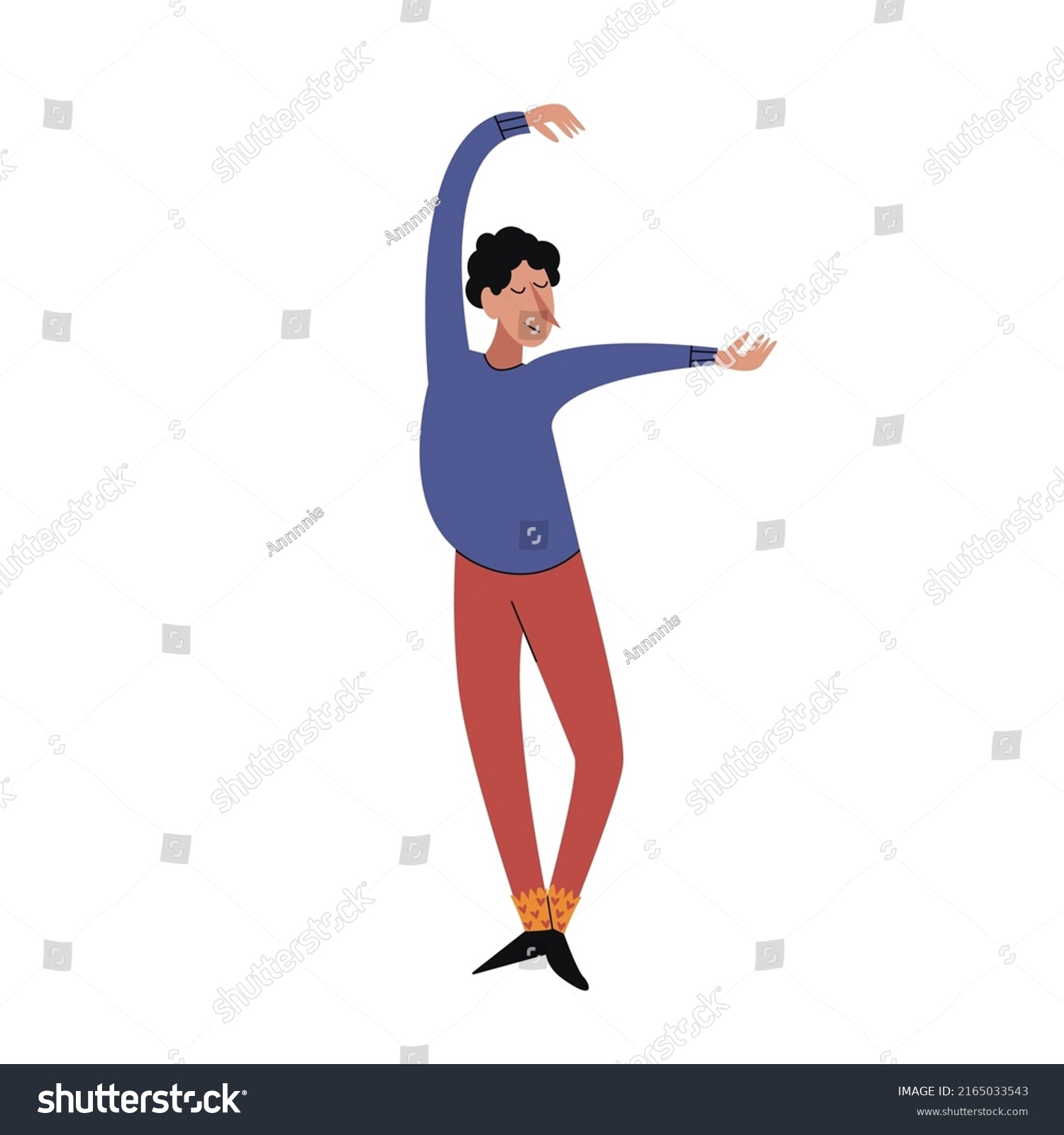 Young Dancing Man Open Arms Vector Stock Vector (Royalty Free ...