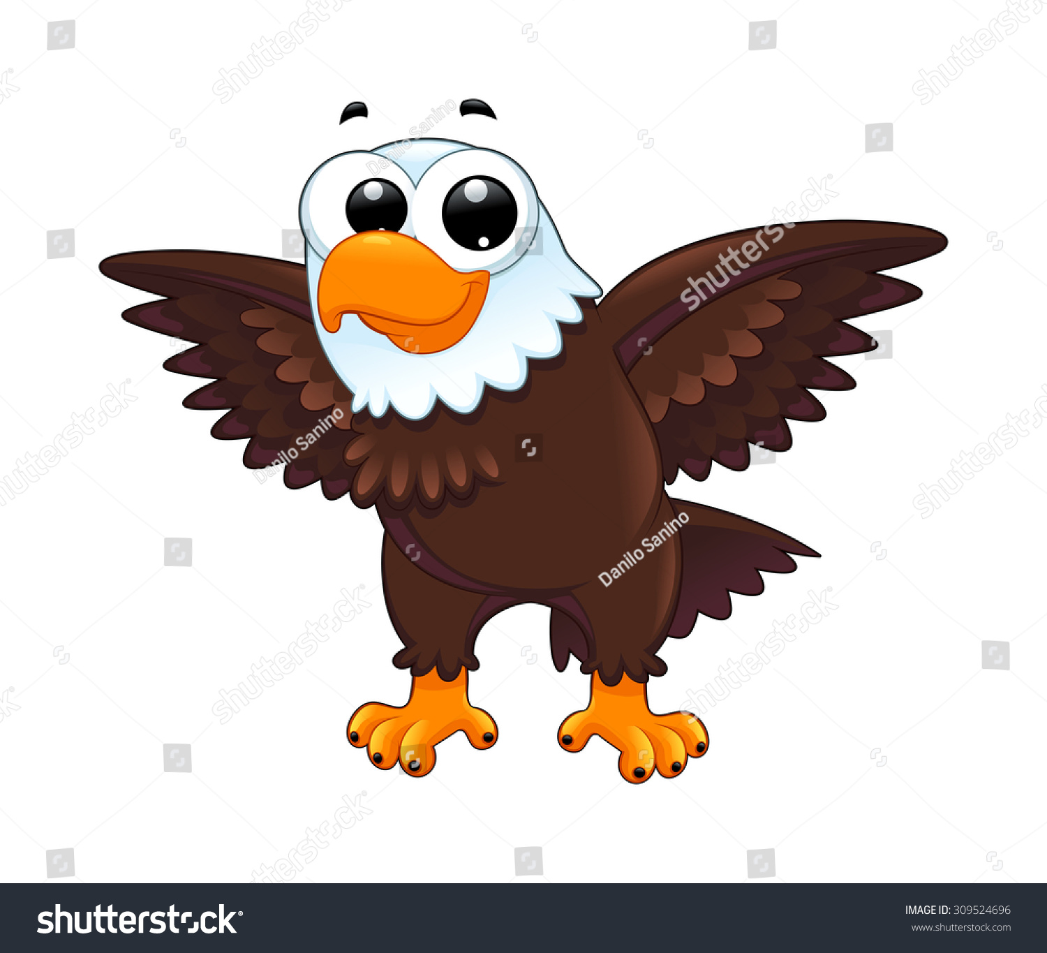 Jeune aigle. Drôle dessin vectoriel animal : image vectorielle de stock ...