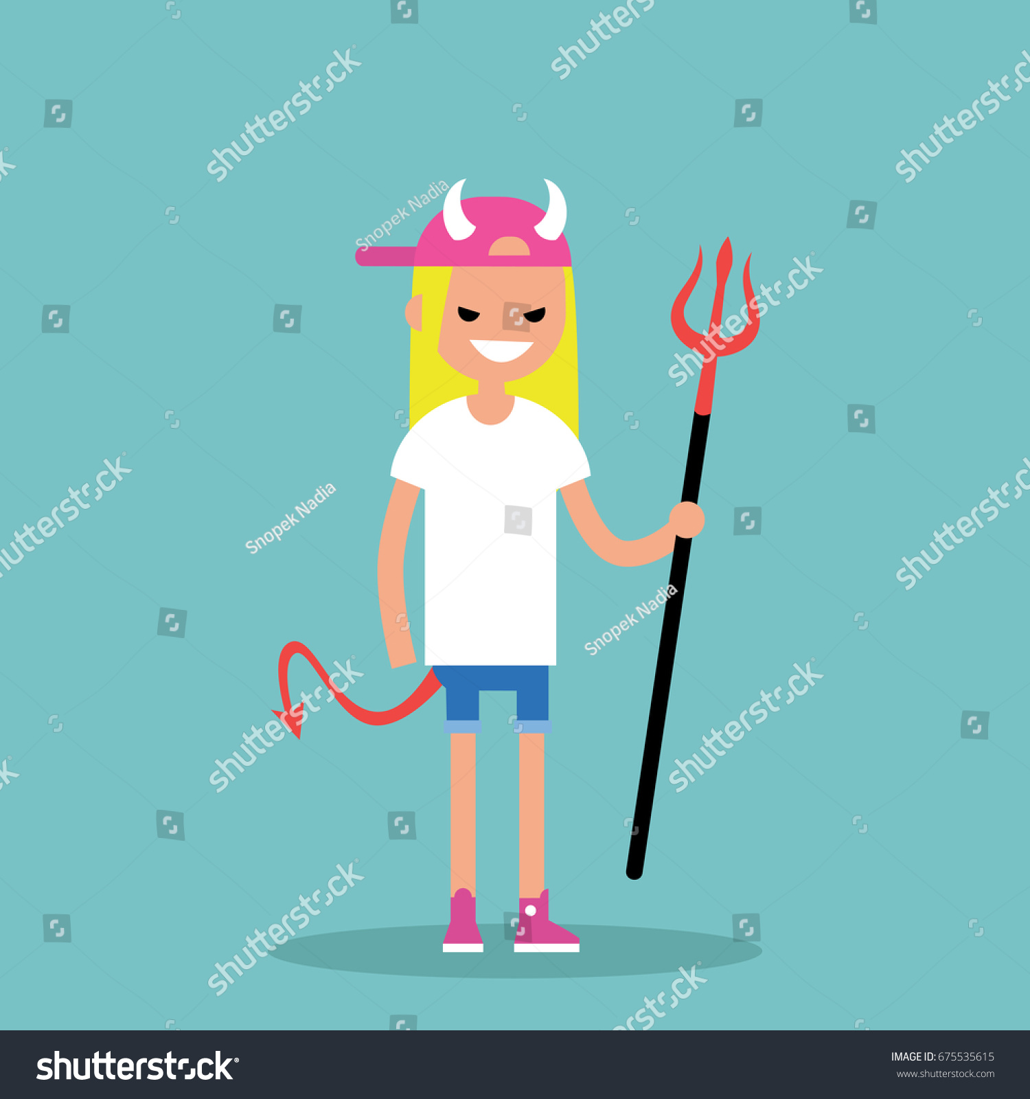 Young Female Character Wearing Devil Elements Stock Vector (Royalty ...