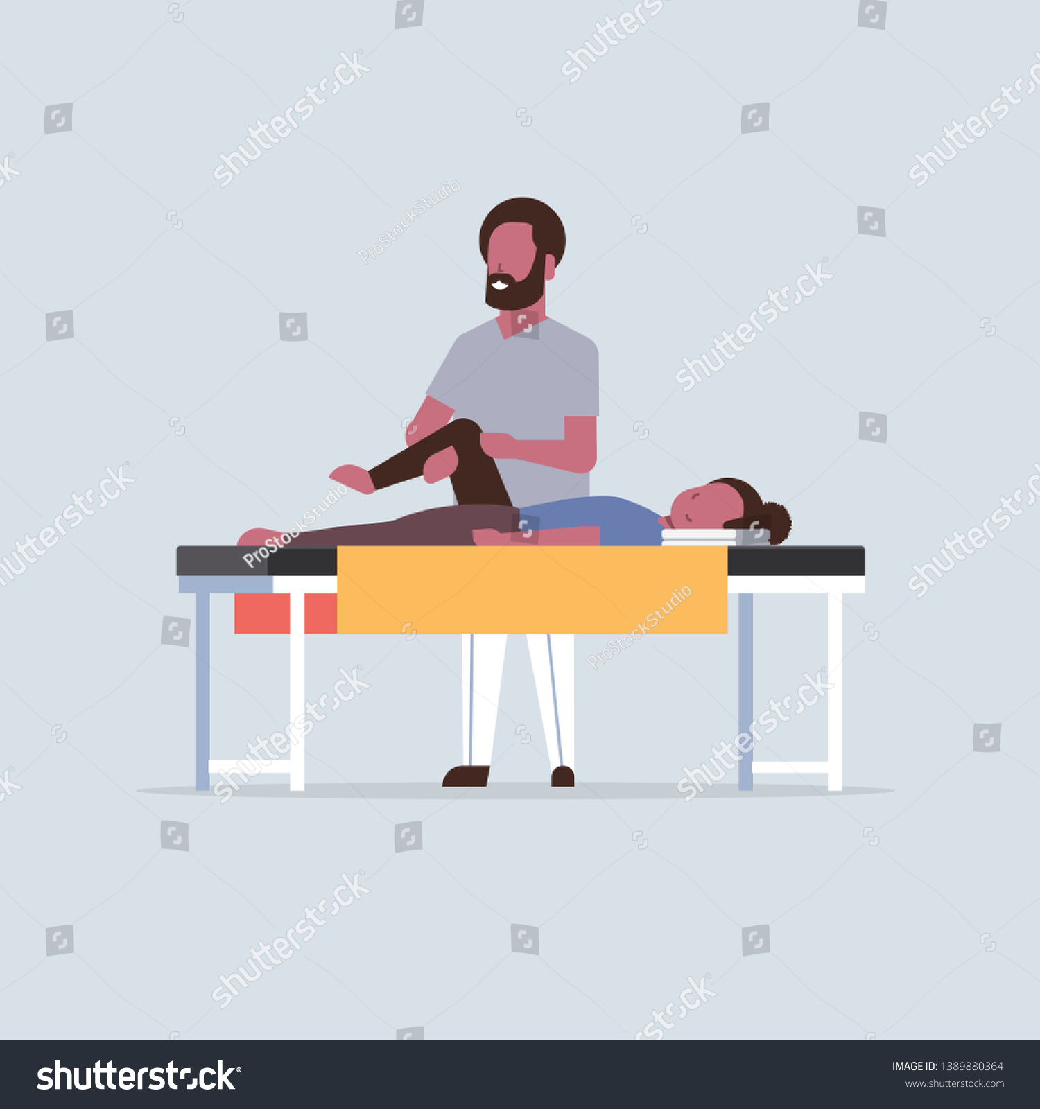 Young Girl Lying On Massage Table Vector De Stock Libre De Regalías 1389880364 Shutterstock