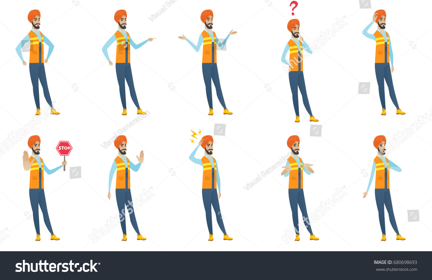 Young Indian Builder Set Builder Screaming Stock Vector (Royalty Free ...