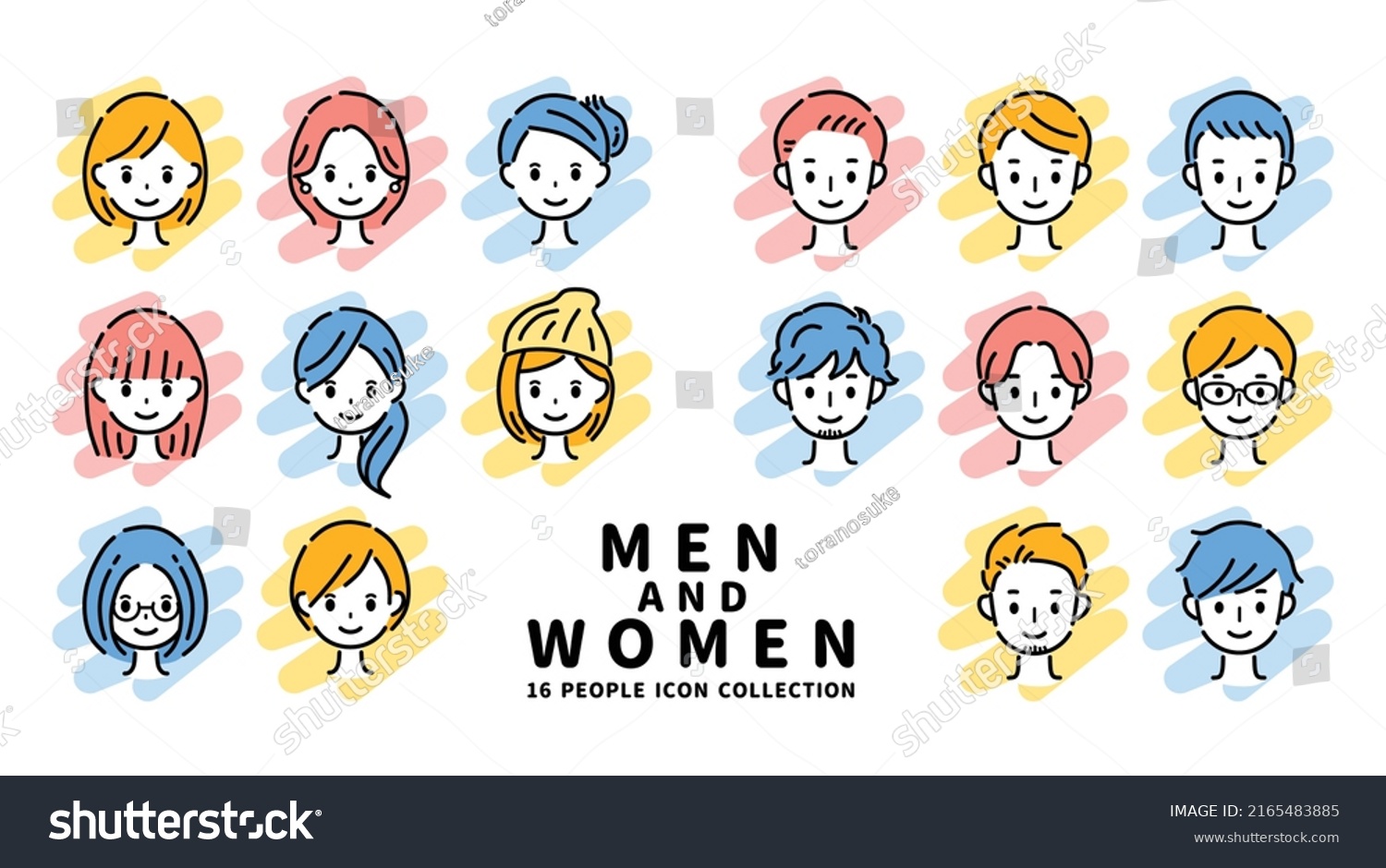 Young Male Female Face Icons Stock Vector (Royalty Free) 2165483885 ... Young Male Female Face Icons Stock Vector (Royalty Free) 2165483885 ...