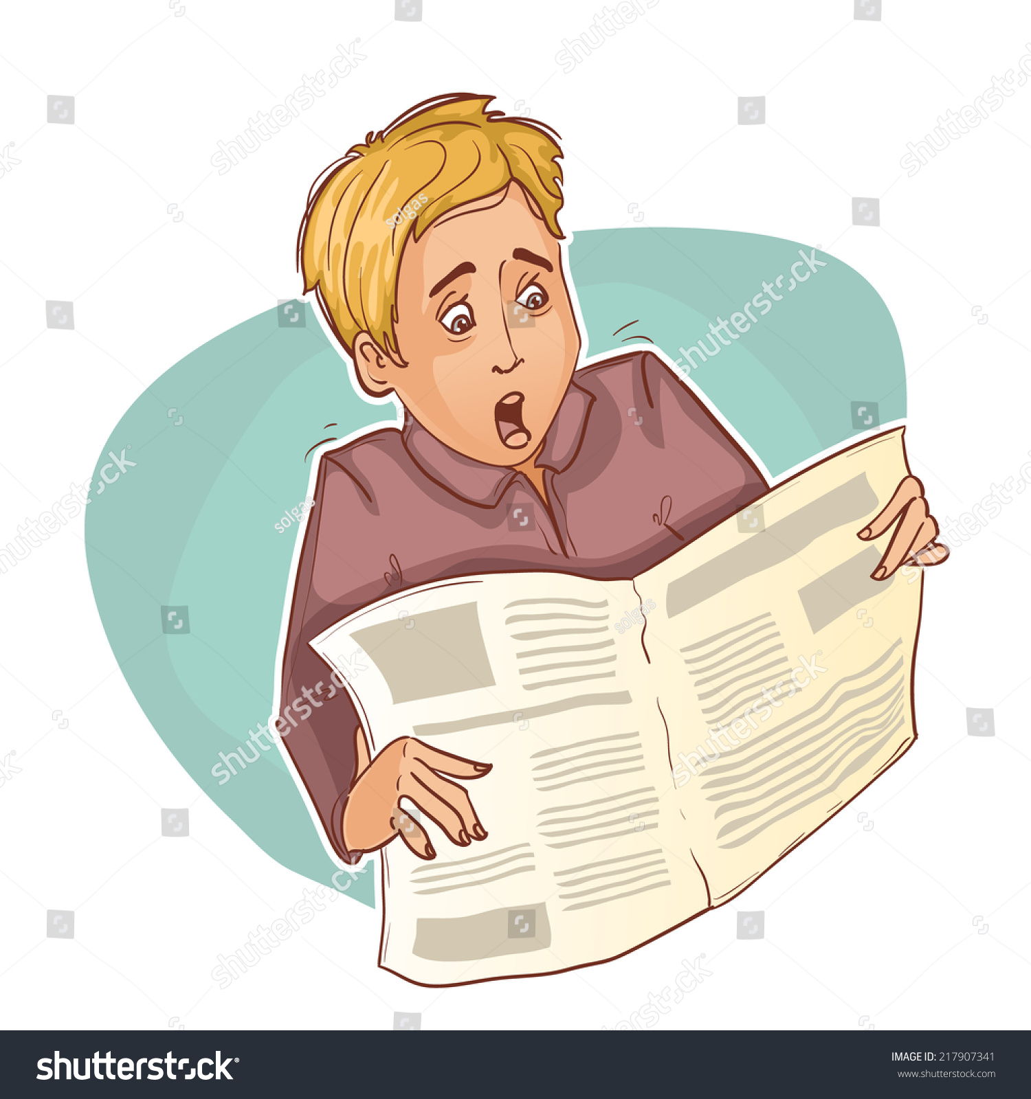 Young Man Shocked Reading Newspaper Eps10 Stock Vector (Royalty Free ...