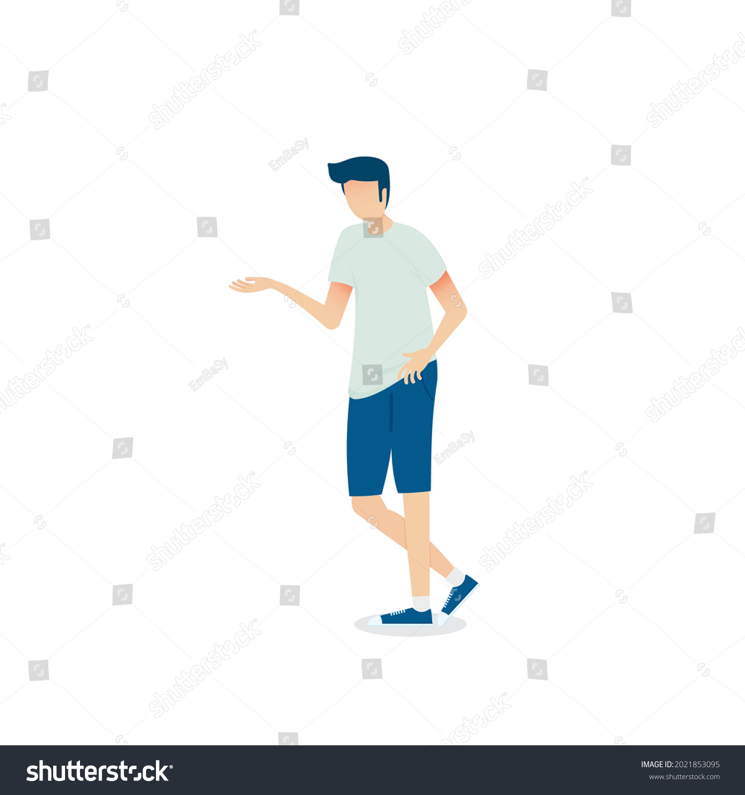 Young Man Presenting Explaining Vector Illustration Stock Vector ...