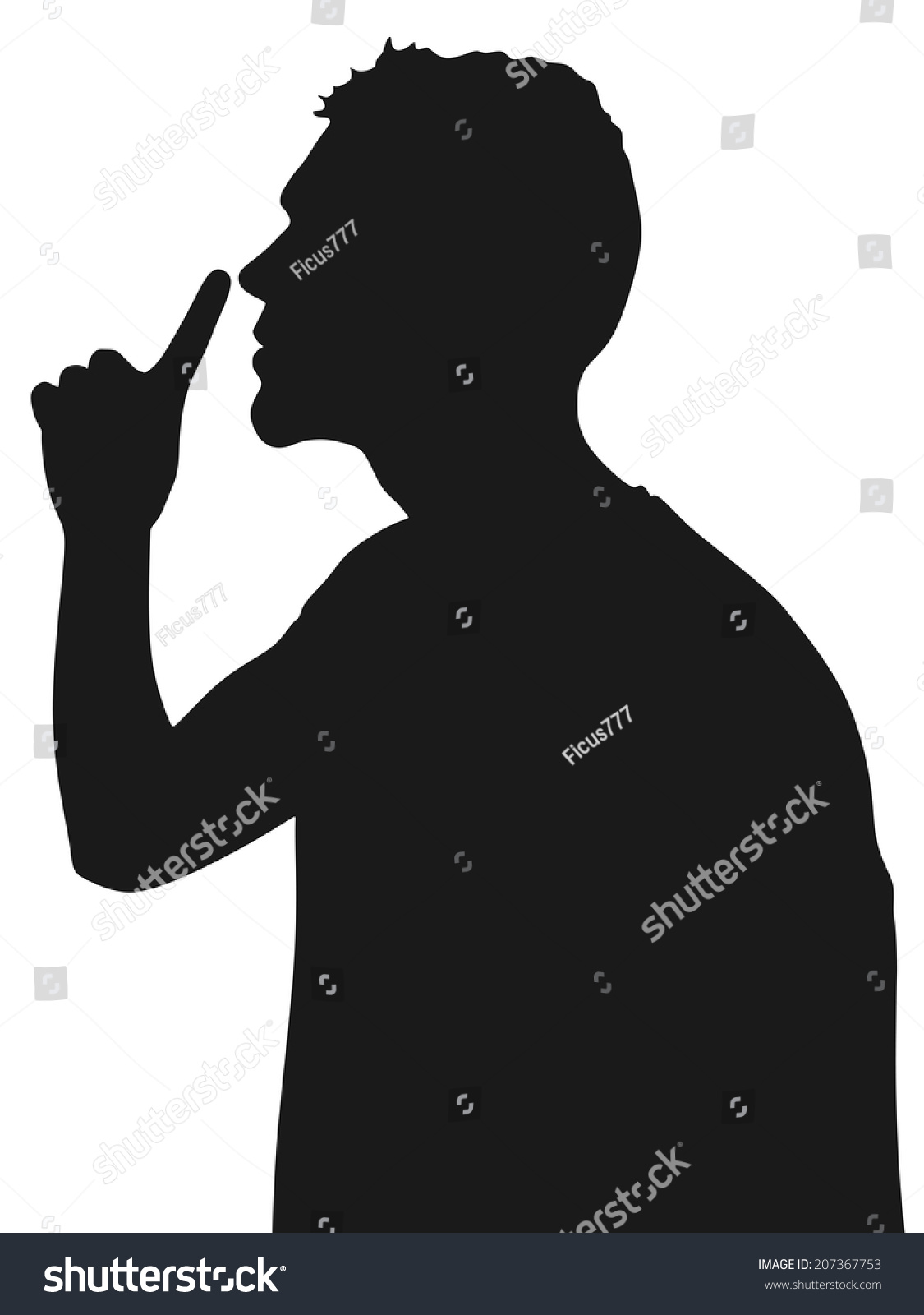 Young Man Showing Hush Sign Sideview Stock Vector (Royalty Free ...