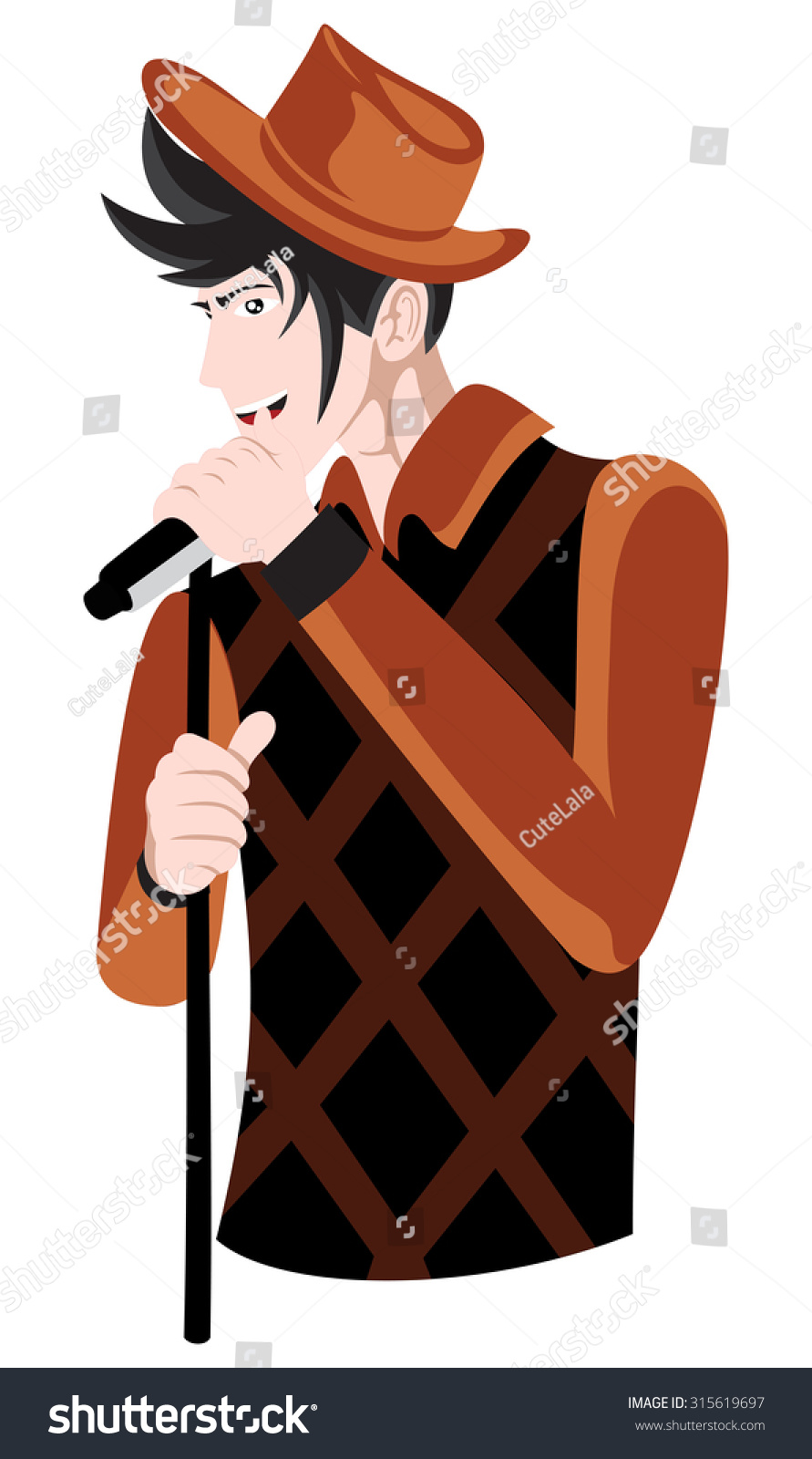 Young Man Singing Stock Vector (Royalty Free) 315619697