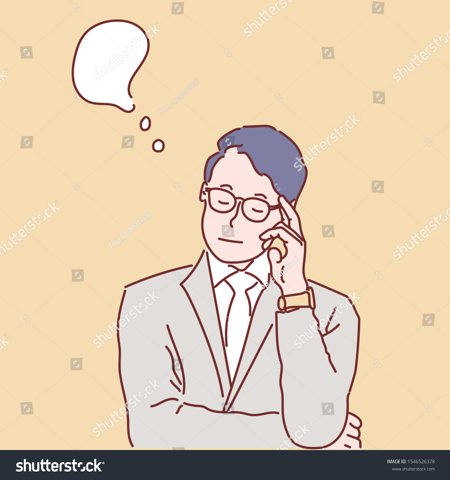 Young Man Thinkinghand Drawn Style Vector Stock Vector (Royalty Free ...