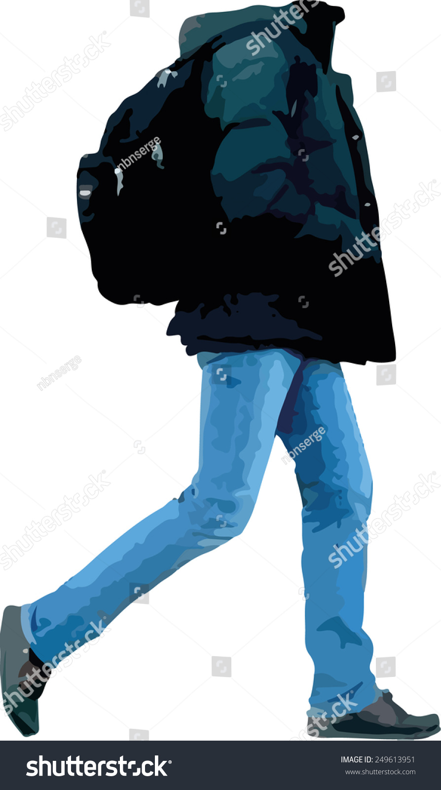 Young Man Without Head Backpack Walking Stock Vector (Royalty Free ...