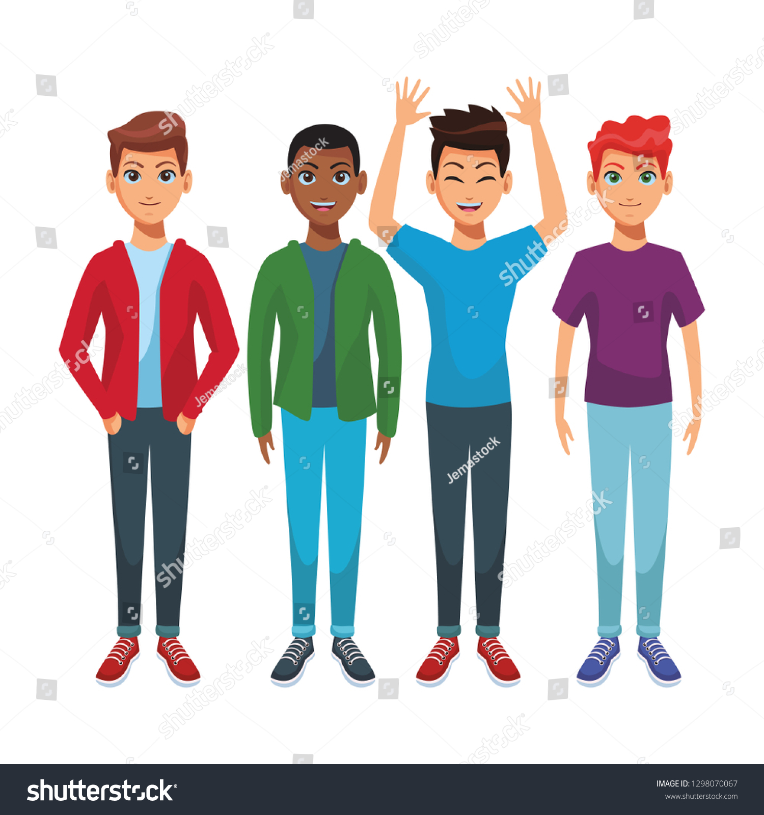 Young Men Body Cartoon Stock Vector (Royalty Free) 1298070067 ...
