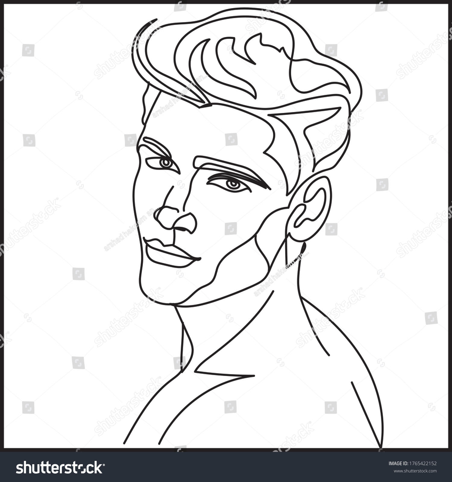 Young Men Line Art Vector Stock Vector (Royalty Free) 1765422152 ...