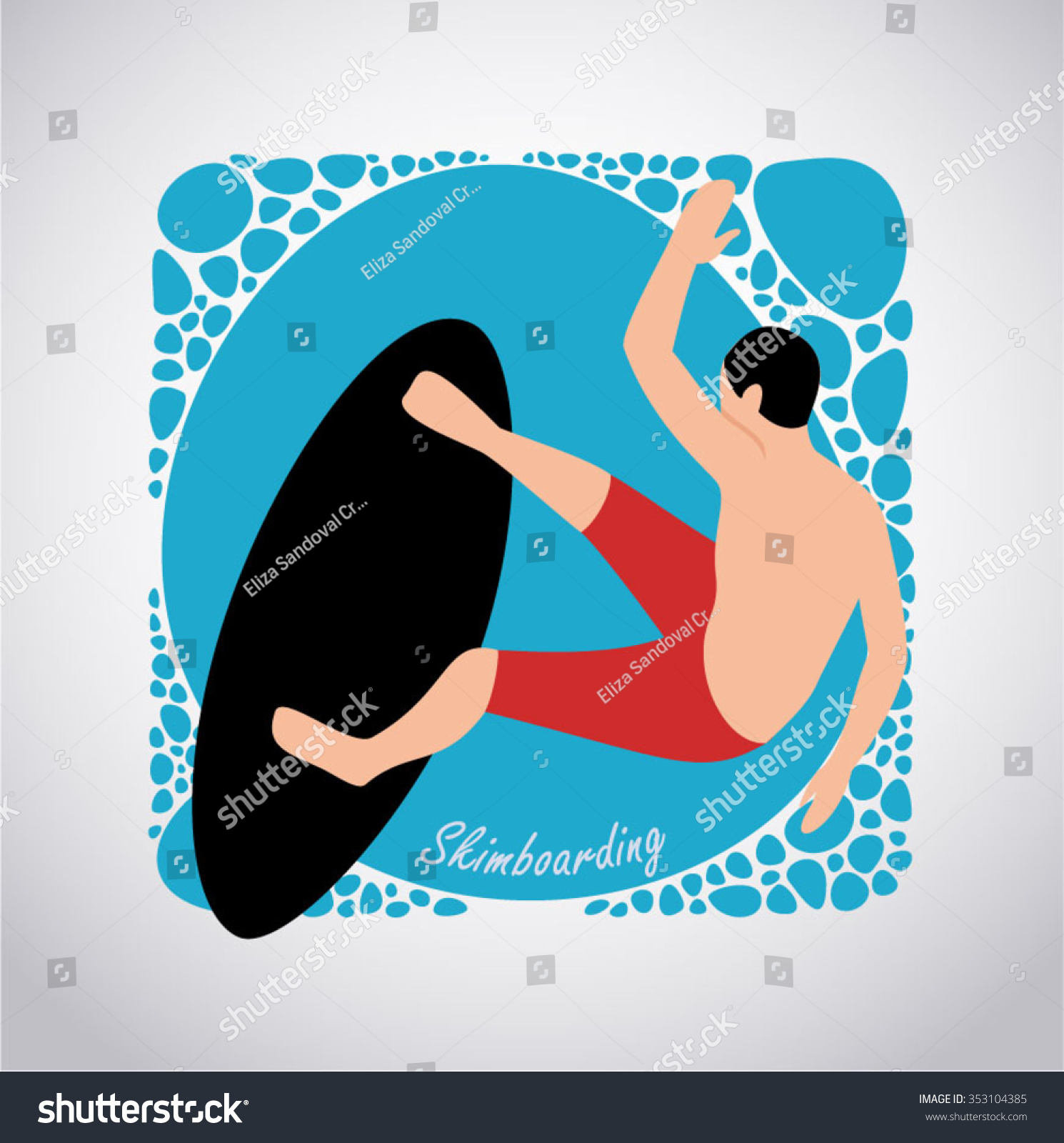 Young Practicing Skim Boarding Stock Vector (Royalty Free) 353104385