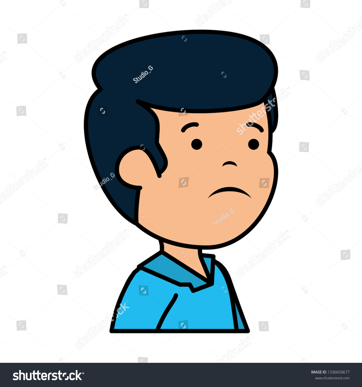 Young Sad Man Character Stock Vector (Royalty Free) 1336650677