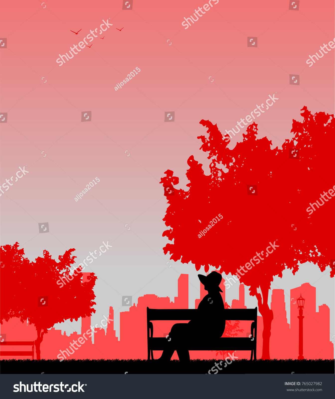 Young Sexy Girl Sitting Park On Stock Vector Royalty Free 765027982 Shutterstock