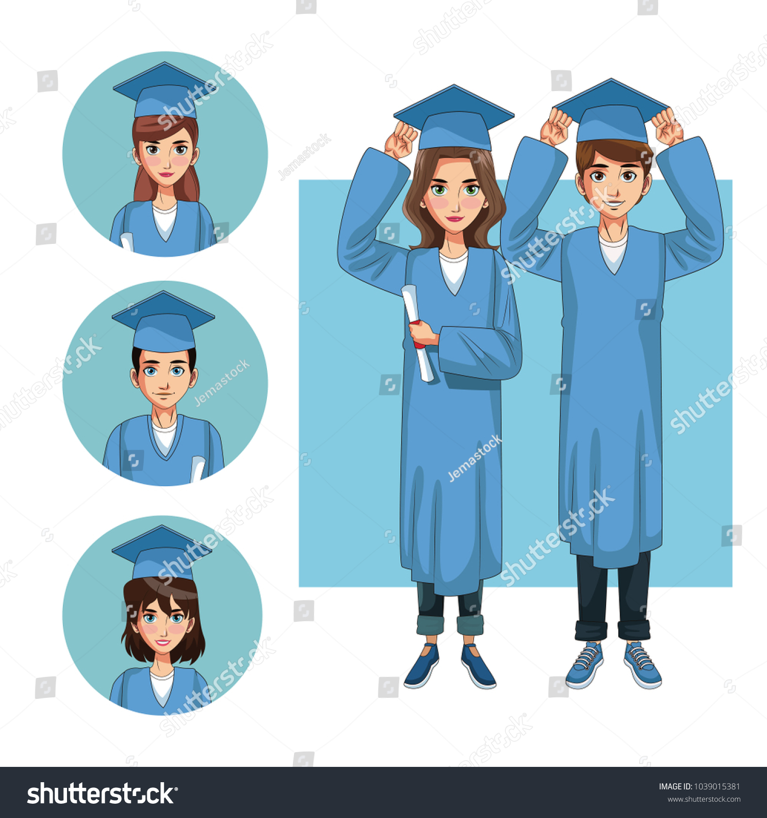Young Students Cartoons Stock Vector (Royalty Free) 1039015381