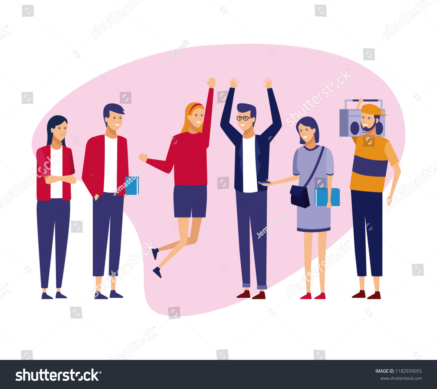 Young Students Cartoons Stock Vector (Royalty Free) 1182939055 ...