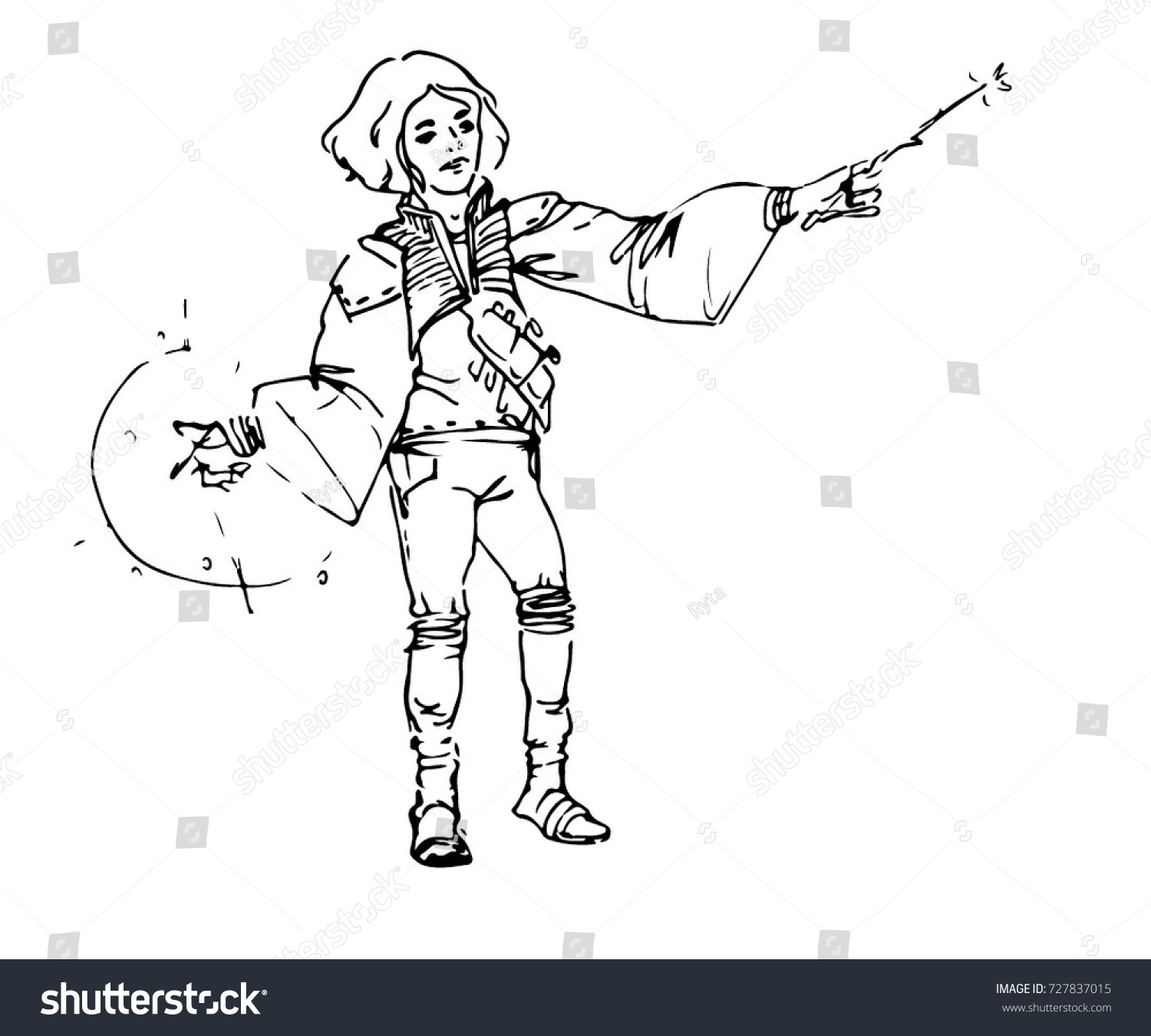 Young Wizard Sketch Stock Vector (Royalty Free) 727837015