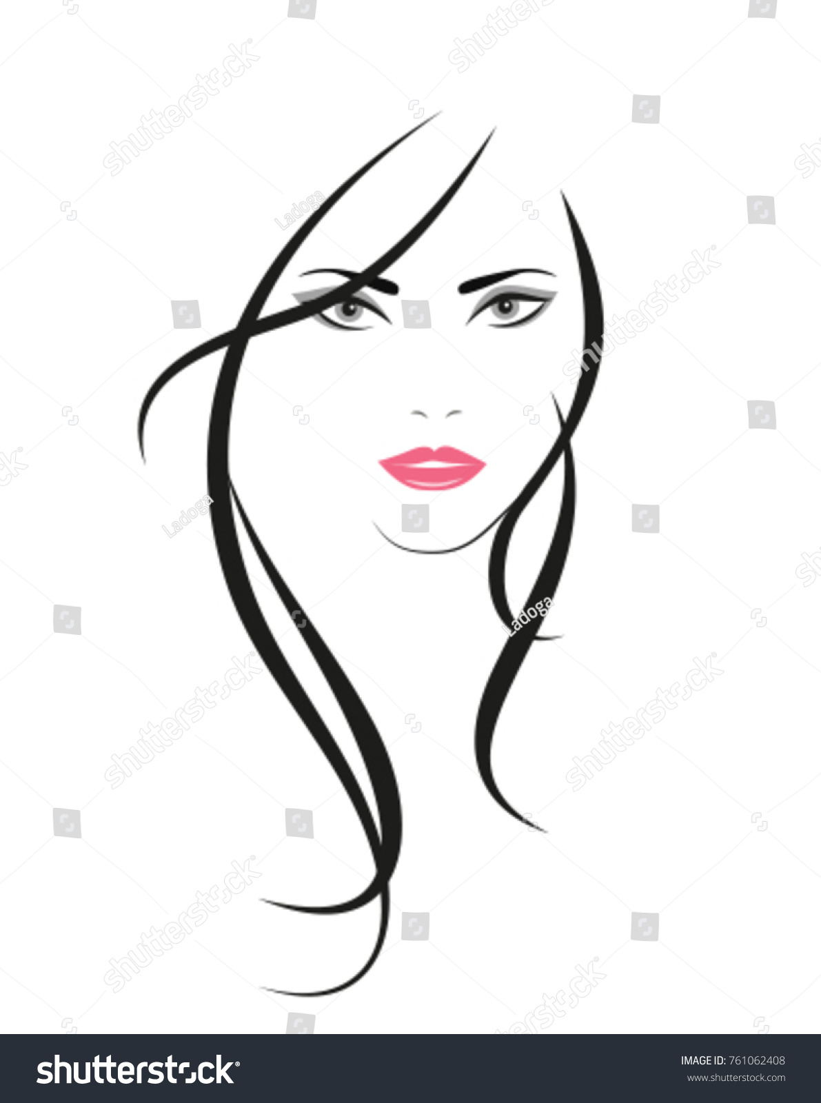 Young Woman Face Vector 스톡 벡터(로열티 프리) 761062408 | Shutterstock