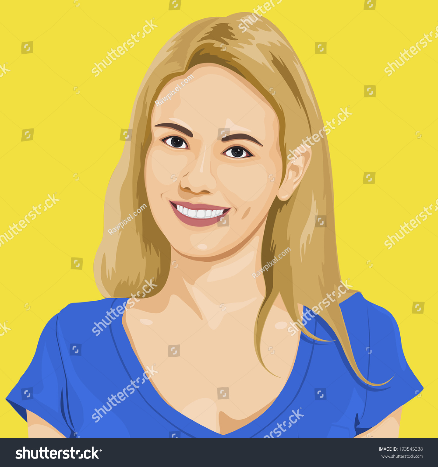 Young Woman Smiling Vector Stock Vector (Royalty Free) 193545338 ...