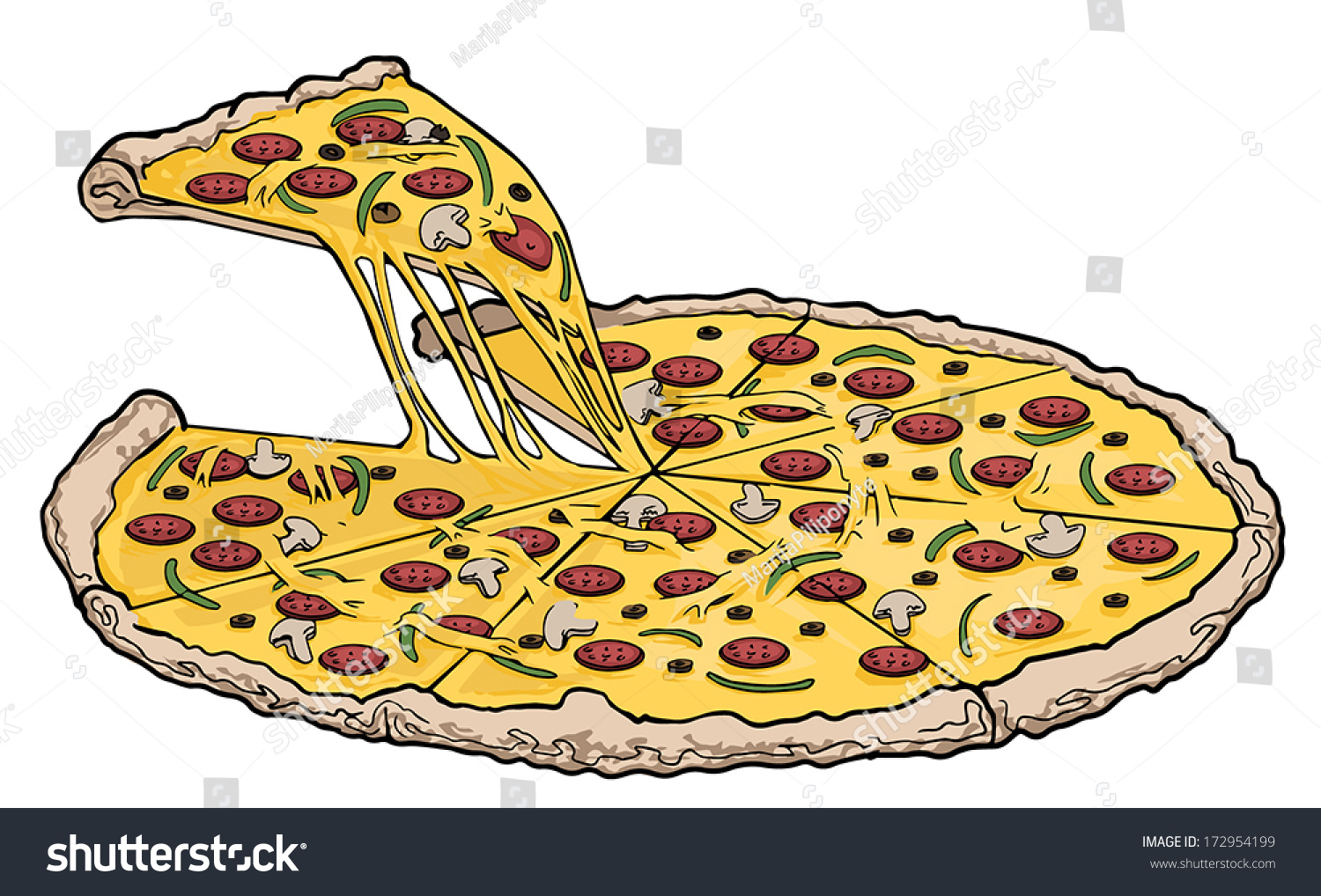 Yummy Hot Pizza Vector Illustrator 스톡 벡터(로열티 프리) 172954199 | Shutterstock