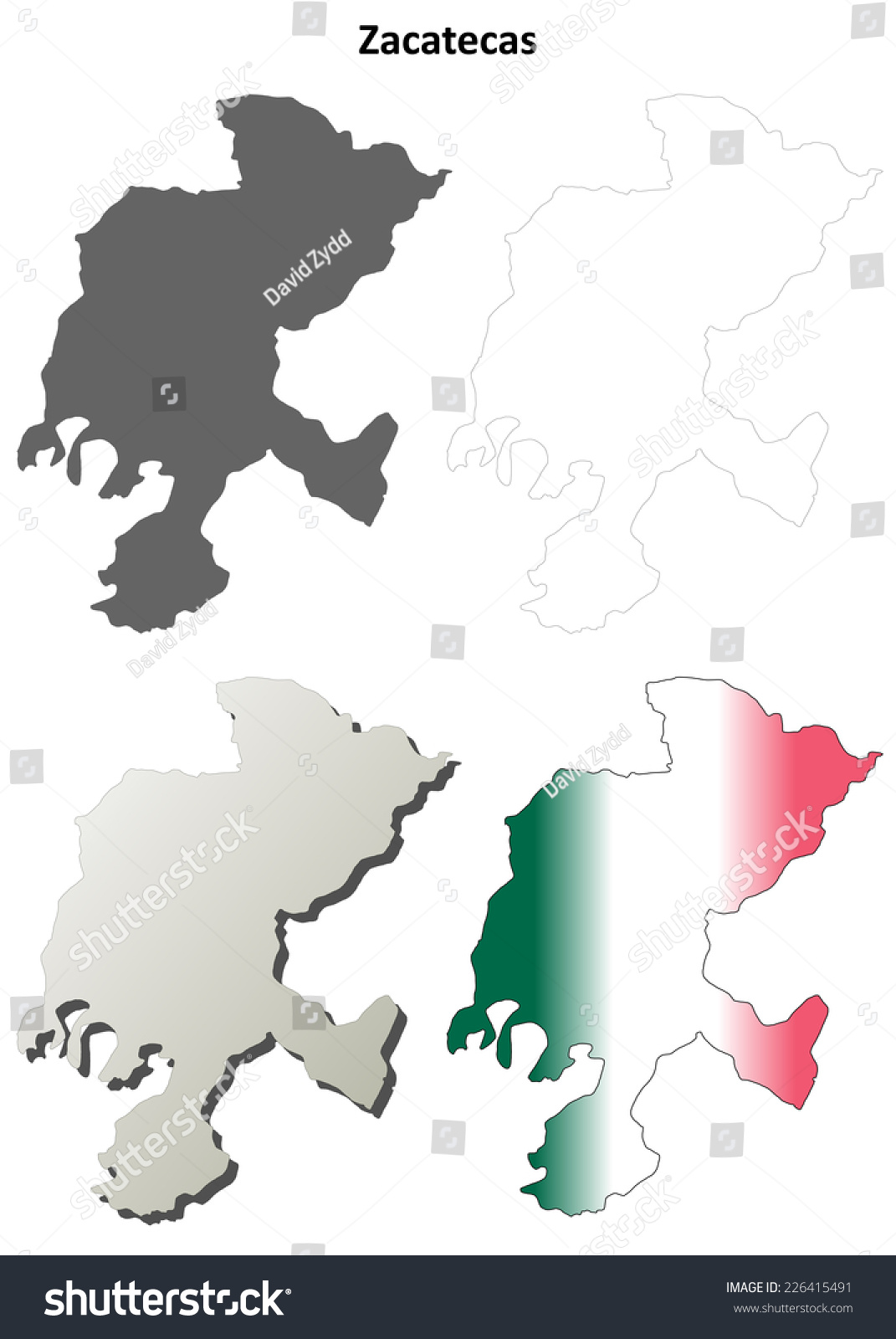 Zacatecas Blank Outline Map Set Stock Vector (Royalty Free) 226415491
