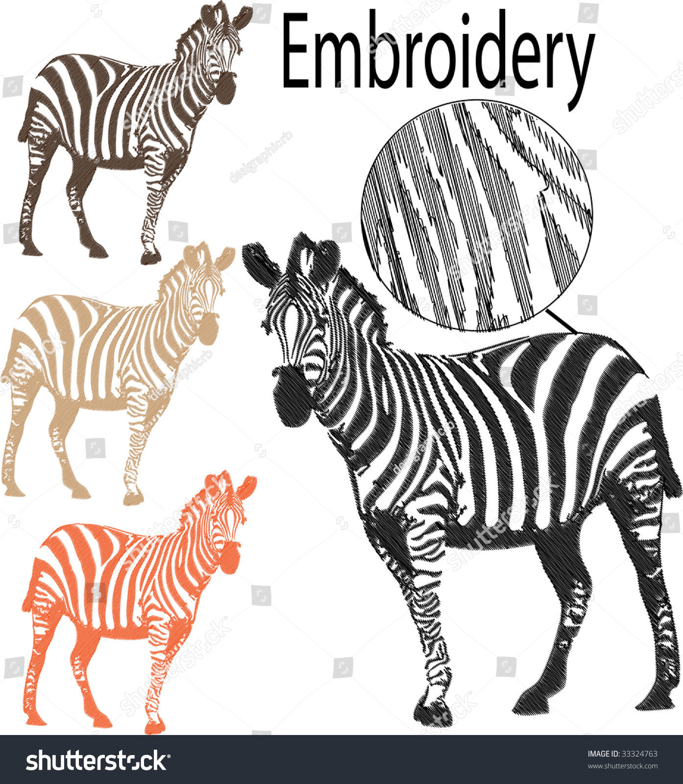 Zebra Embroidery Design Stock Vector (Royalty Free) 33324763 | Shutterstock