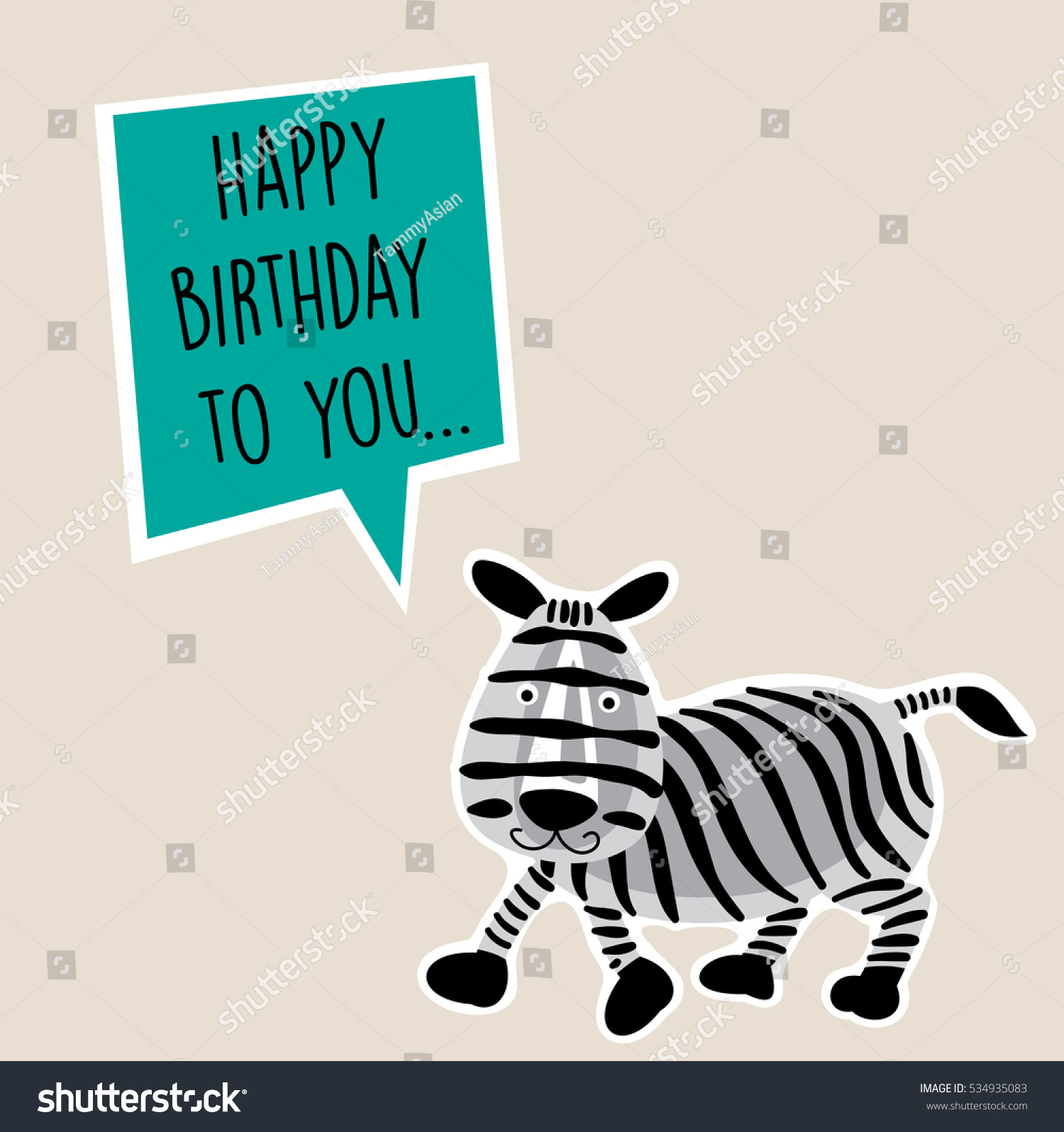 Zebra Happy Birthday Greeting Vector Stock Vector (Royalty Free ...