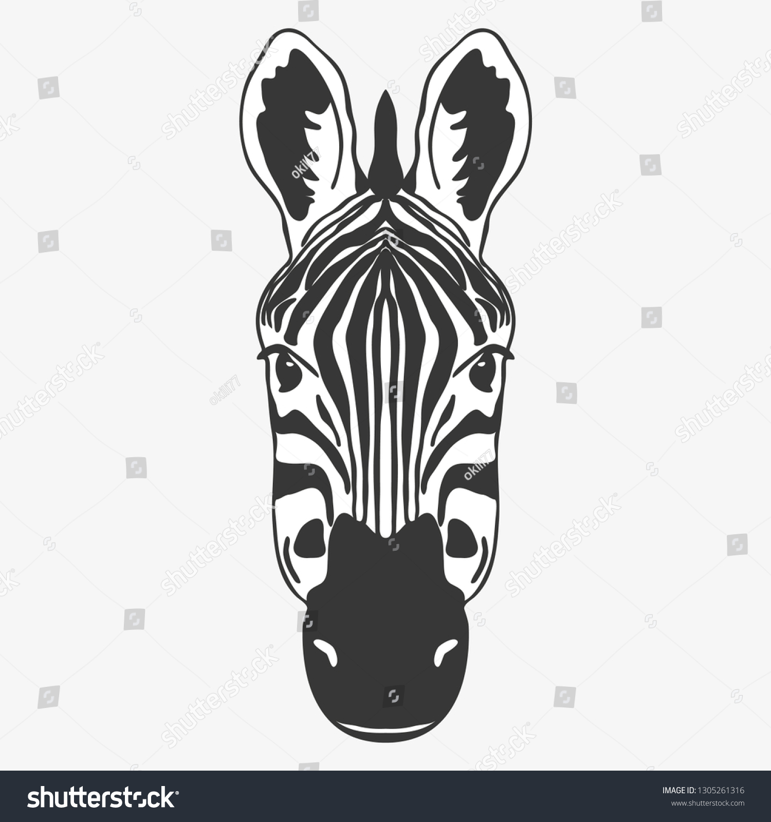 Zebra Head Illustration Vector: vector de stock (libre de regalías ...