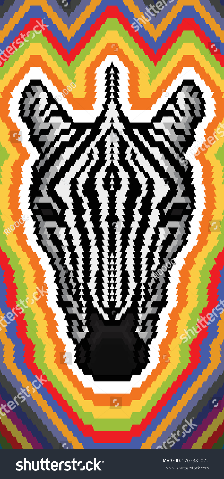 Zebra Head Pixel Art Creates Mass 库存矢量图（免版税）1707382072 | Shutterstock
